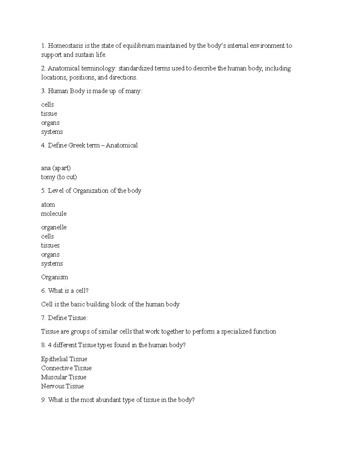 M-2 Quiz: Medical Terminology - Human Body Structure & Function - Studocu