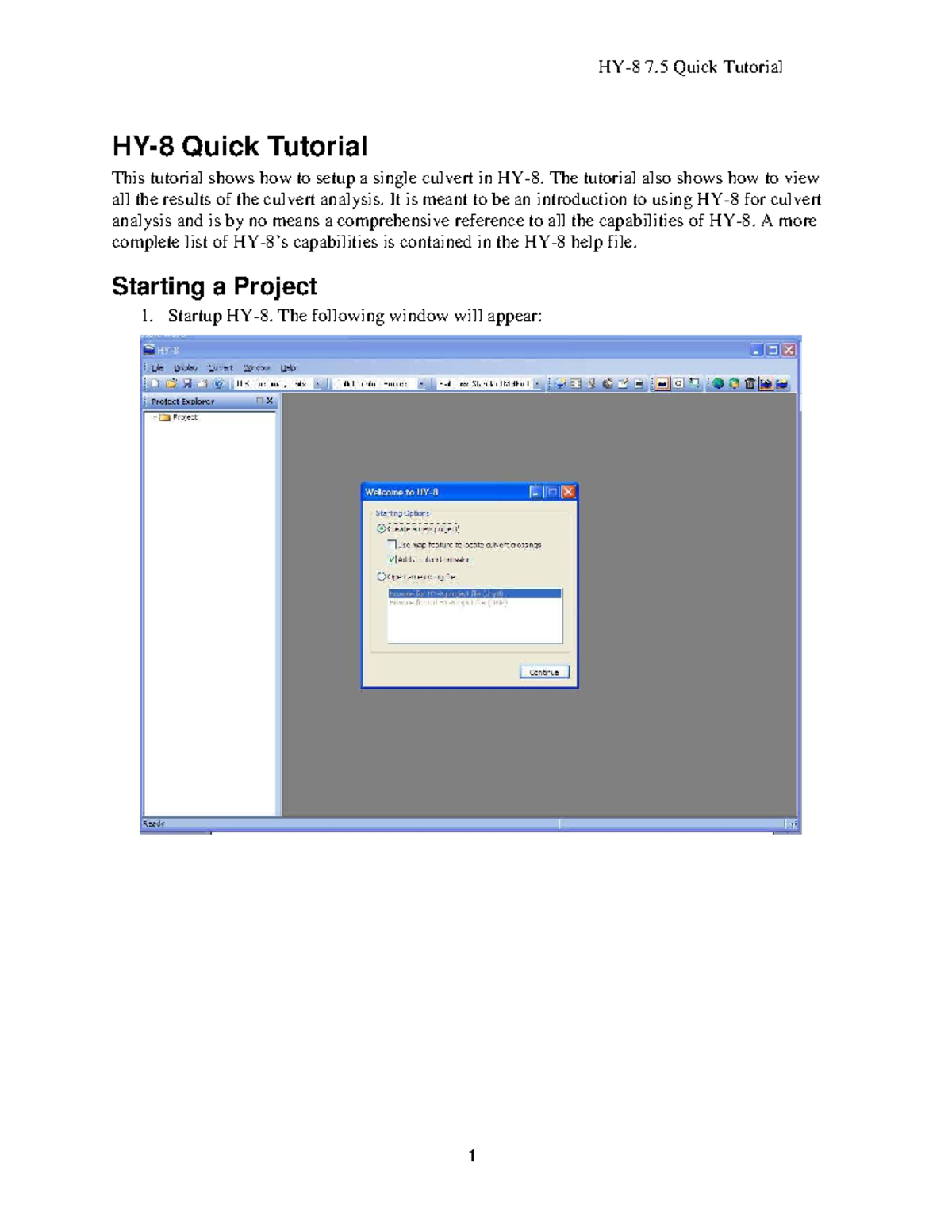 HY-8 7.5 Quick Tutorial: Setting Up a Single Culvert Analysis - Studocu