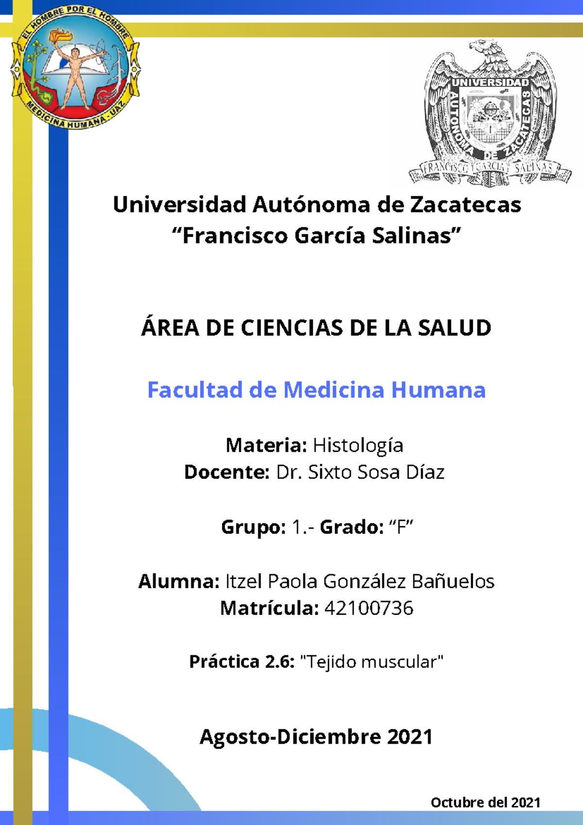 Práctica 2.6 de Histología: Tejido Muscular - Itzel González Bañuelos ...