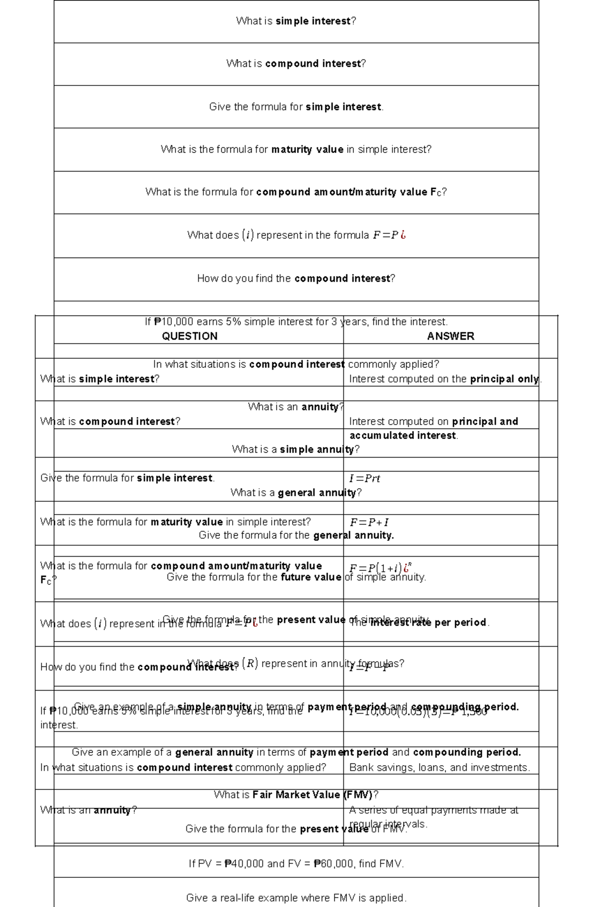 Recitation GEN 11: Simple vs. Compound Interest & Annuity Formulas ...