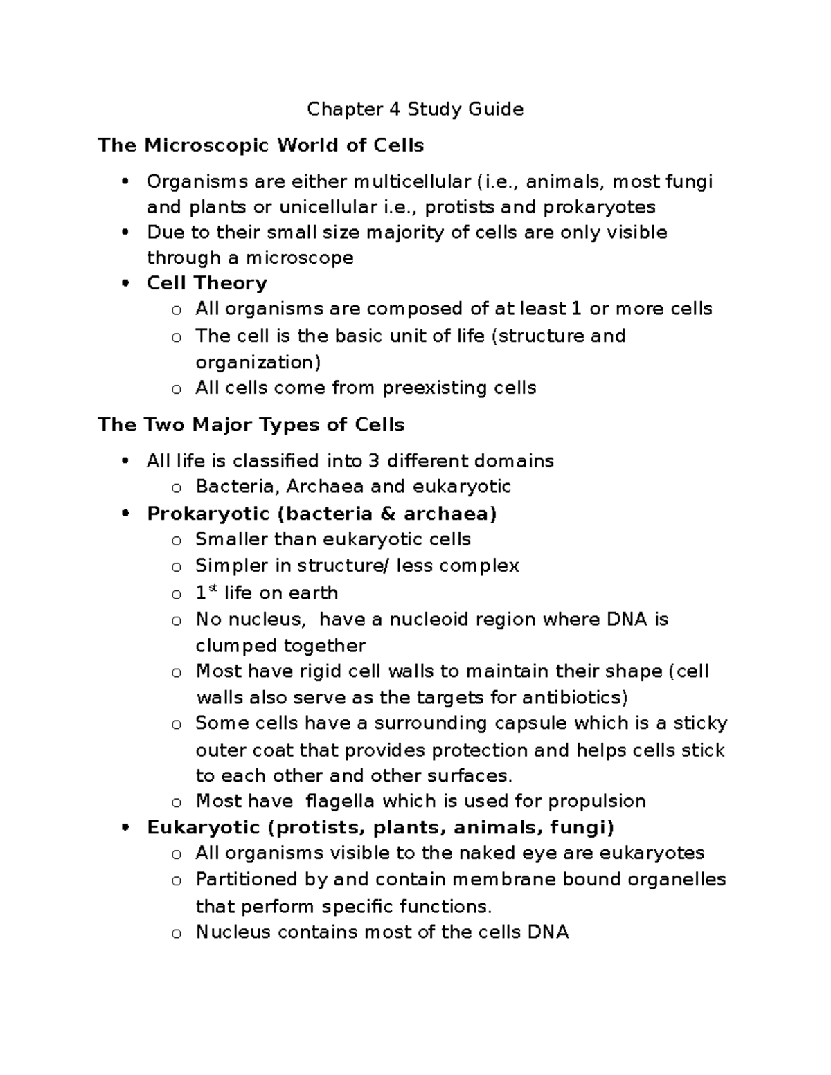 Chapter 4 Study Guide: The Microscopic World of Cells and Organisms ...