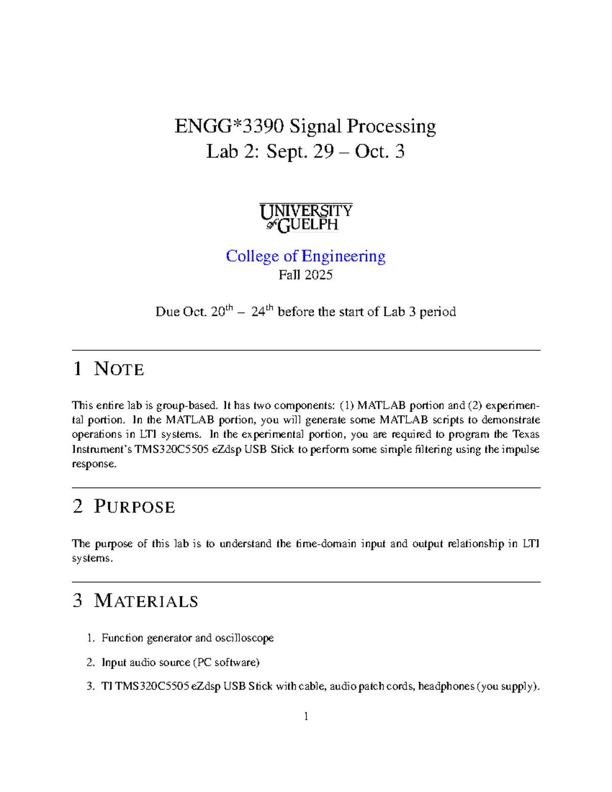 Signal Processing Lab 2: MATLAB & Experimental Tasks - Fall 2025 - Studocu