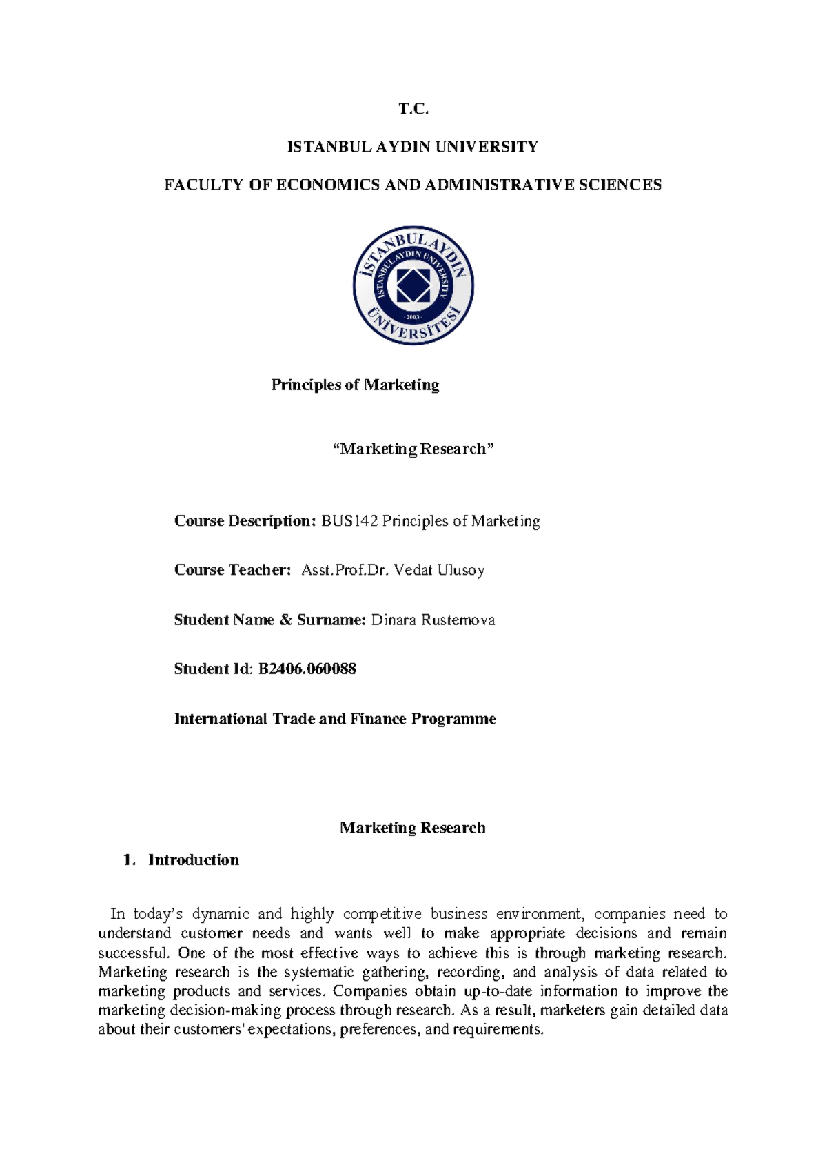 BUS142 Marketing Assignment: Analysis of Research Methods and ...