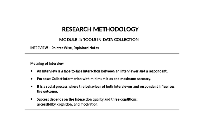 Research Methodology Module 4: Data Collection Tools Explained - Studocu