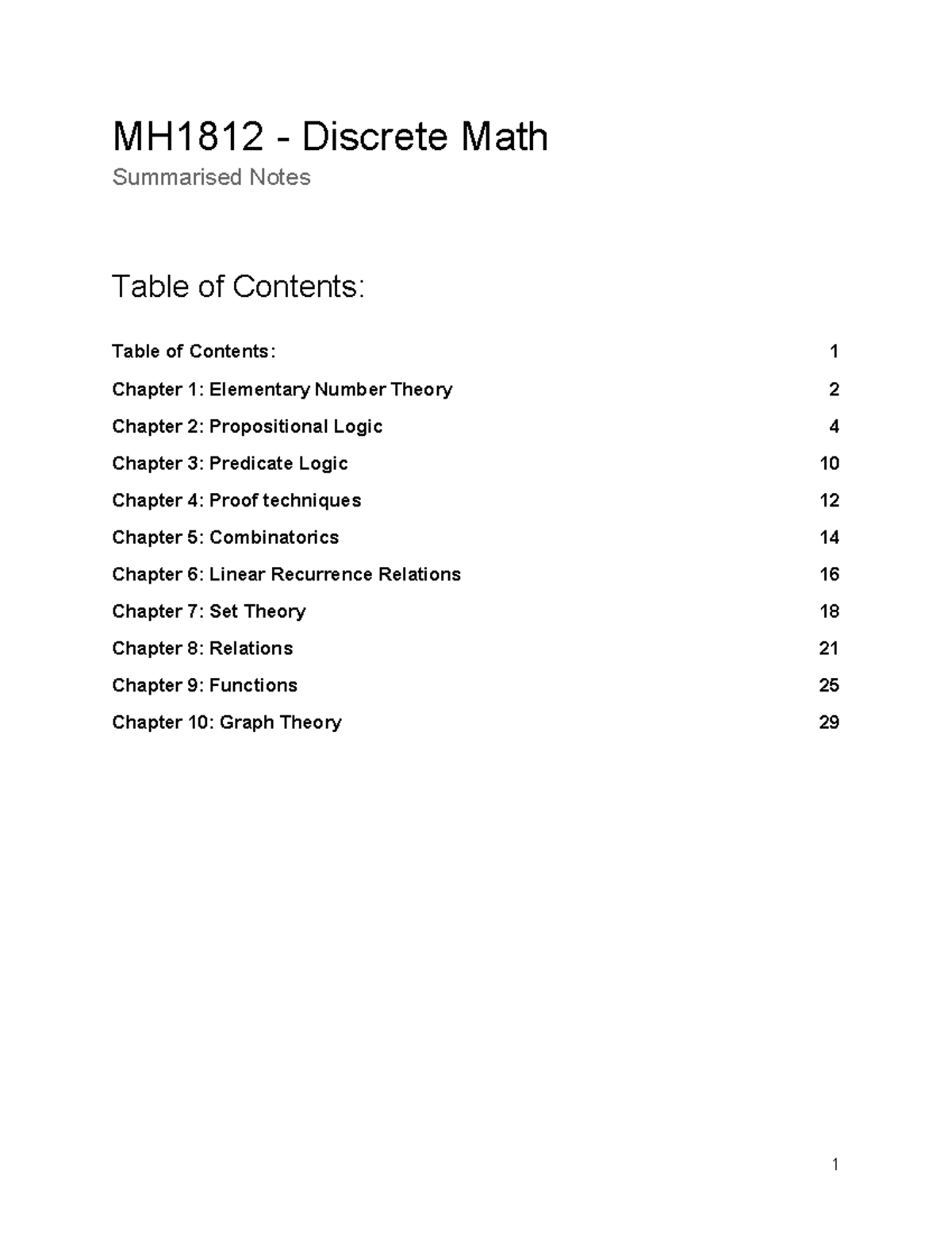 MH1812 Discrete math summarised notes and key concepts - Studocu