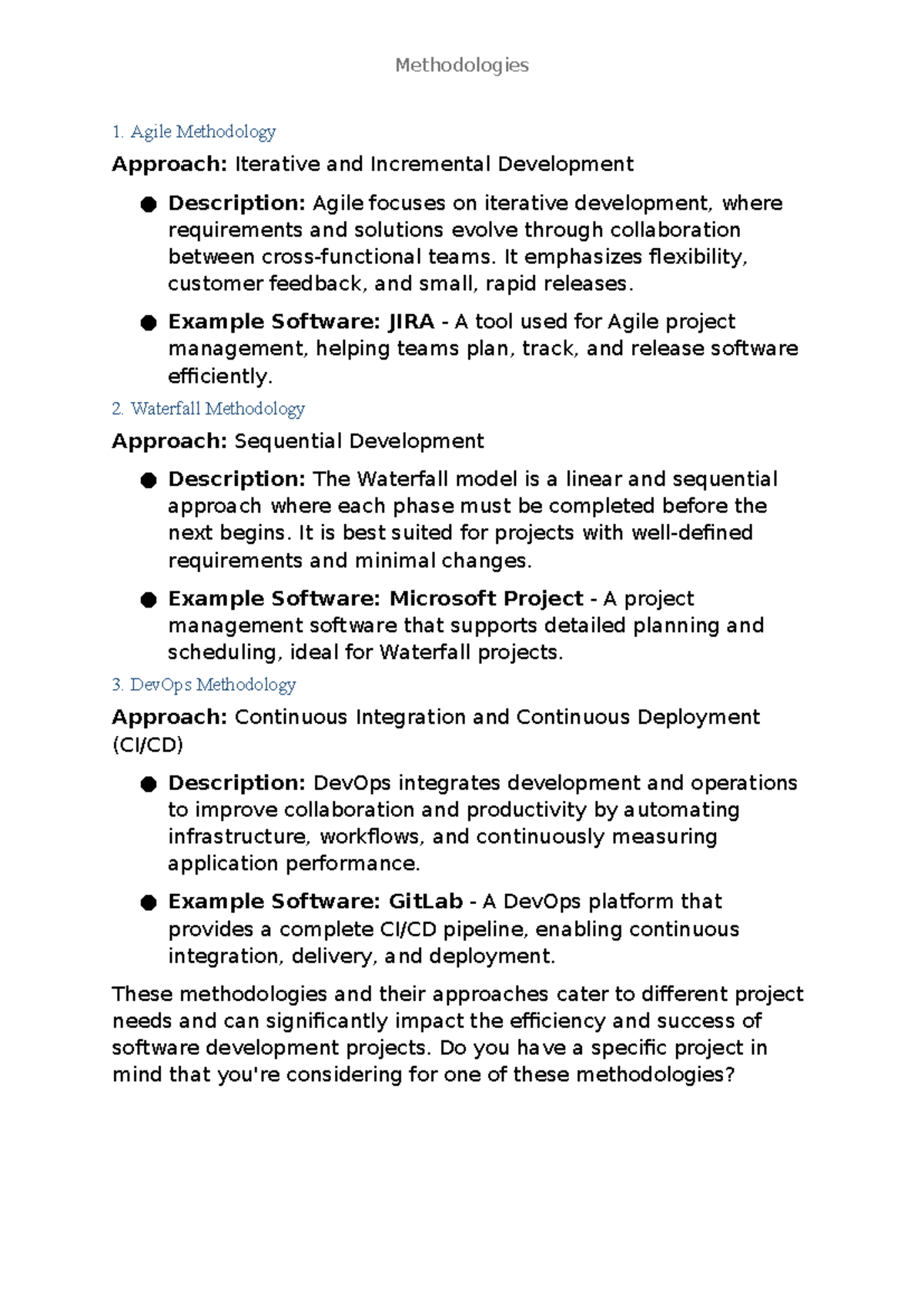 Software Engineering Notes: Agile, Waterfall & DevOps Methodologies ...