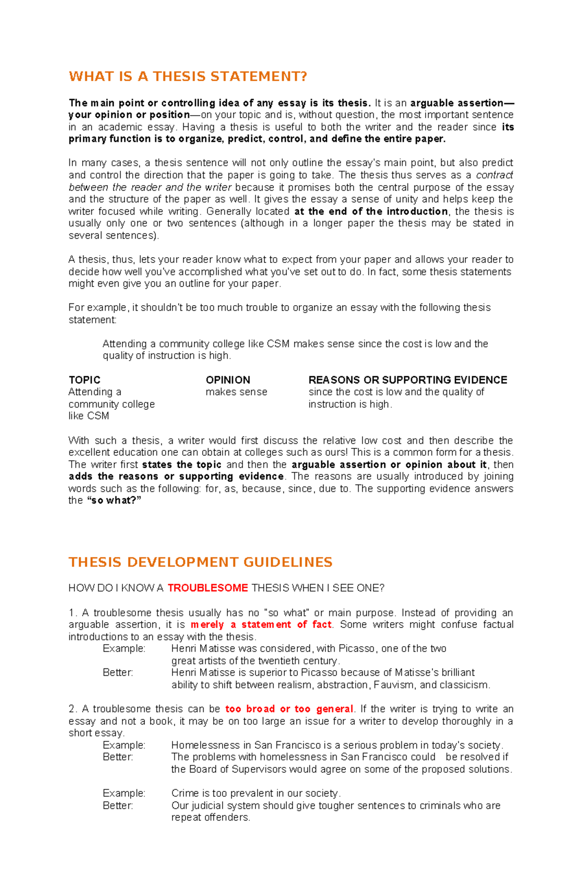 WHAT IS A Thesis Statement - WHAT IS A THESIS STATEMENT? The main point ...