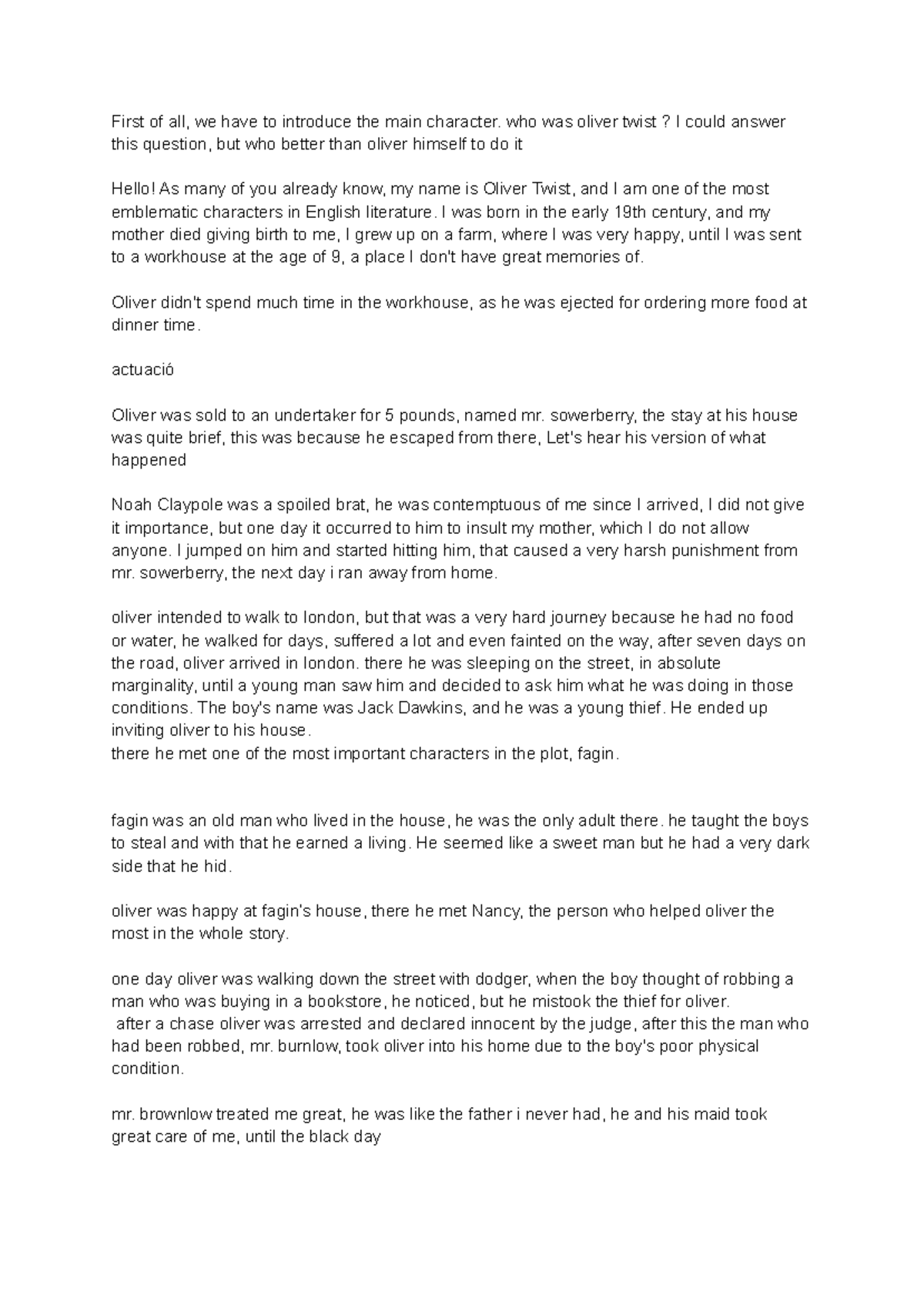 Oliver Twist: A Character Study in English Literature - Studocu