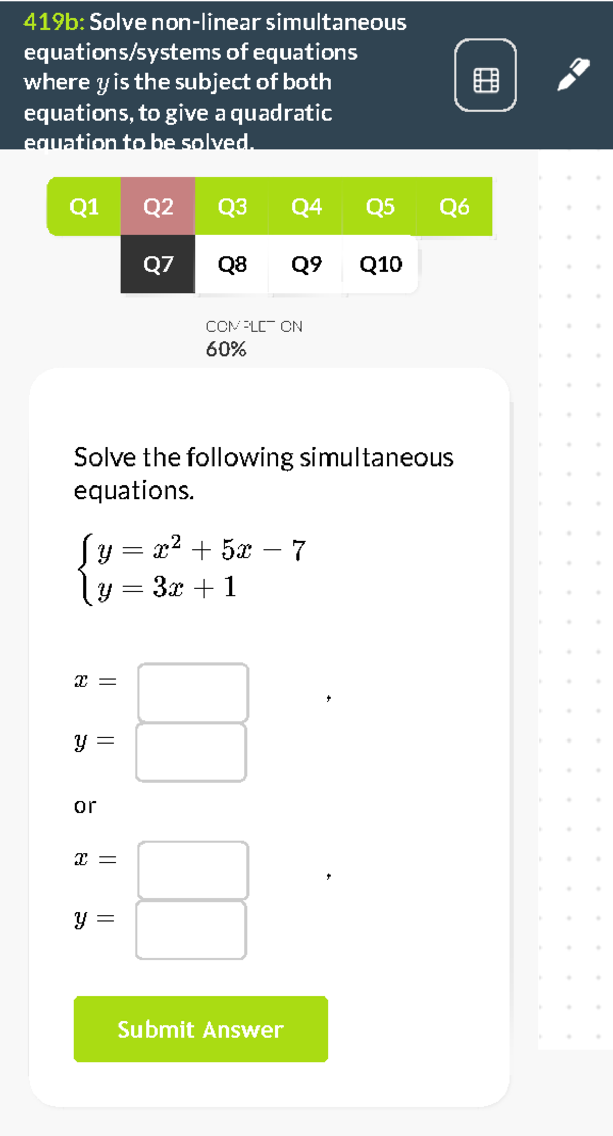 Dr Frost Learning - Nah - Phyc241 - Q1 Q2 Q3 Q4 Q5 Q Q7 Q8 Q9 Q COMPLETION 60% Solve the ...