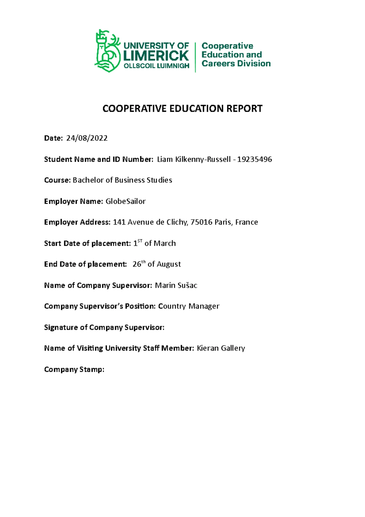 Cooperative Education Report Submission Guidelines and Insights - Studocu
