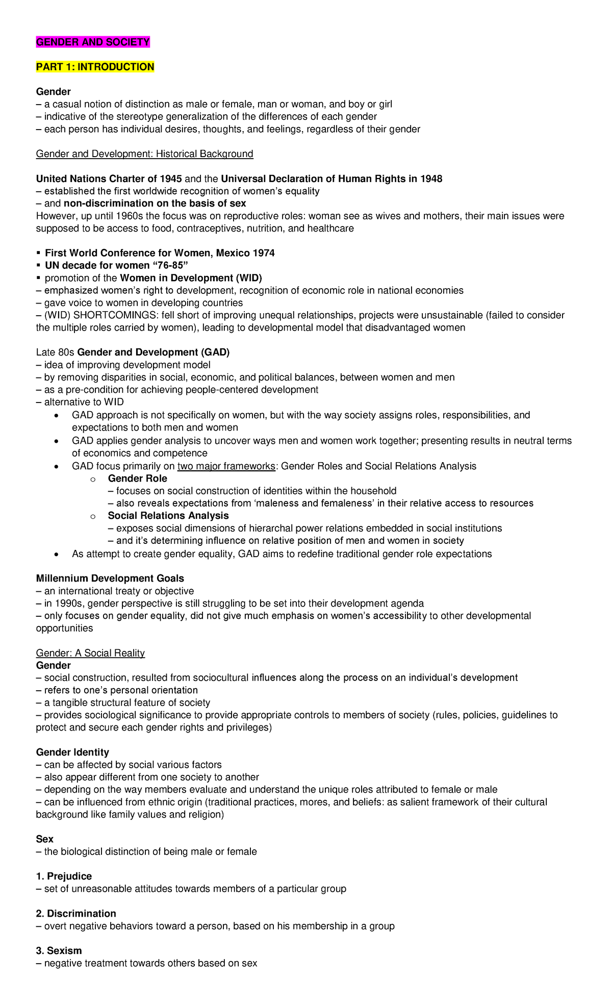 GEND 101: Introduction to Gender and Society Concepts and Issues - Studocu