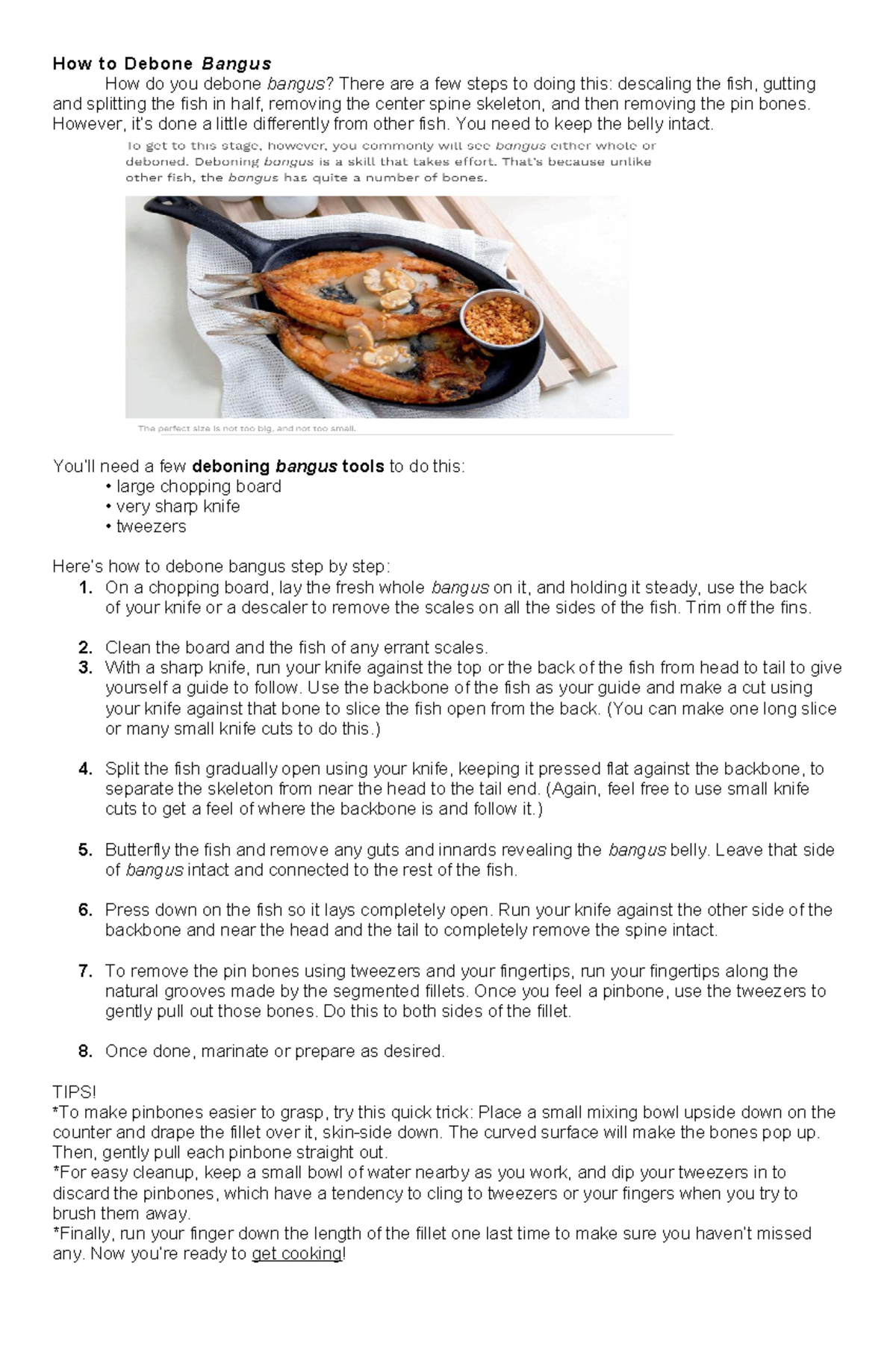 Deboning Bangus: Step-by-Step Guide to Perfect Preparation - Studocu