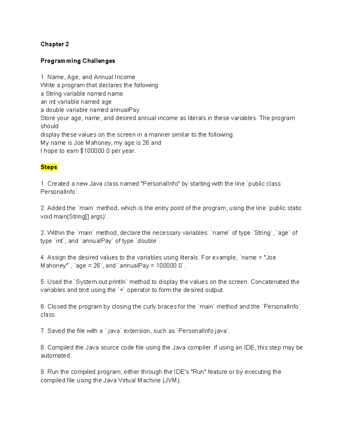 Chapter 2 1st Programming Challenge Solution - Chapter 2 Programming ...