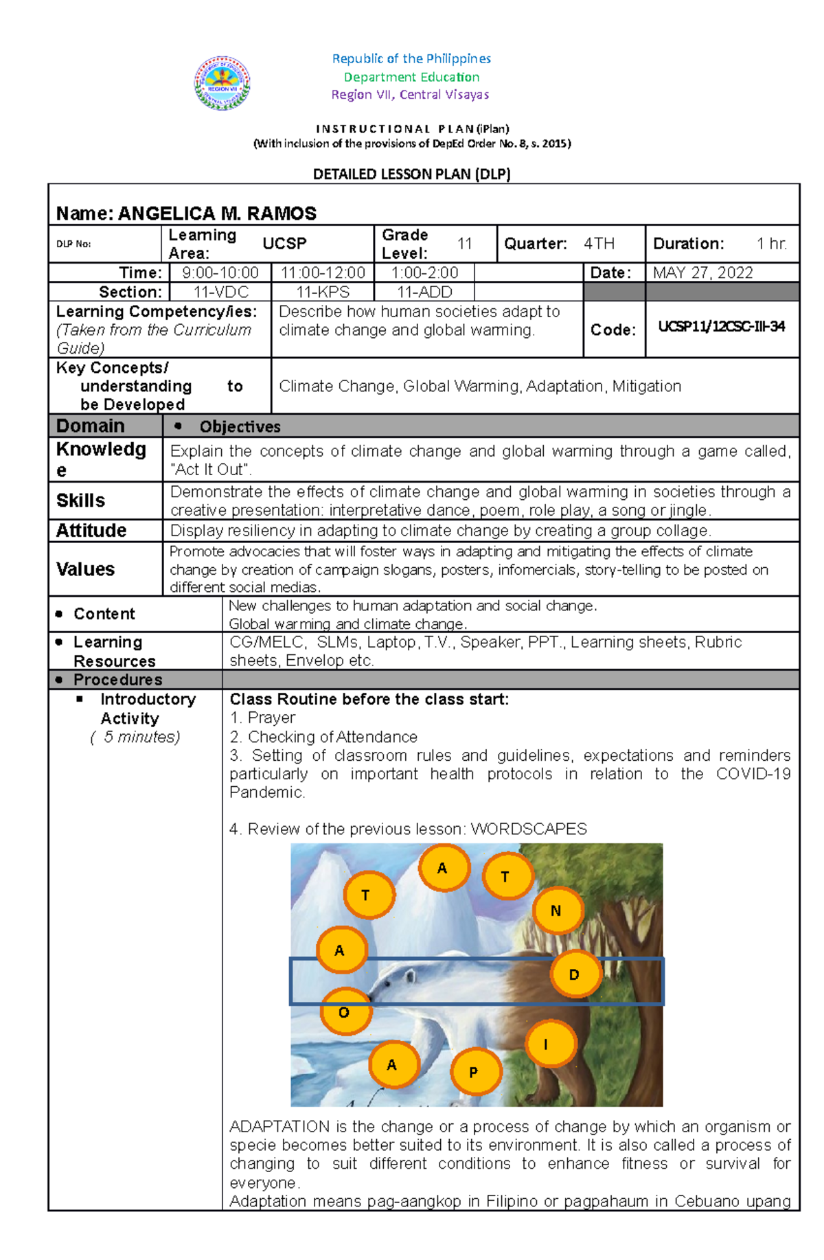 DLP-COT-2-IN-UCSP: Human Adaptation to Climate & Cultural Changes - Studocu