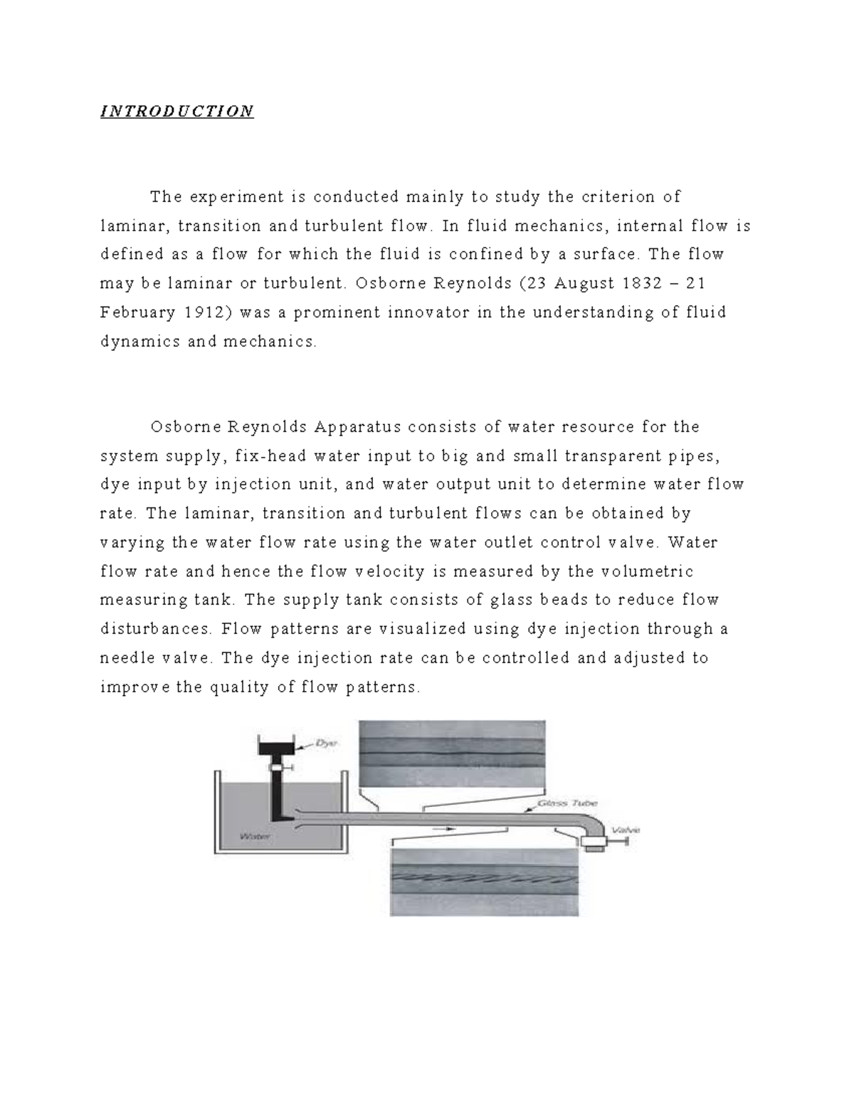 39165338 Osbourne Reynolds Apparatus: Laminar to Turbulent Flow Study ...