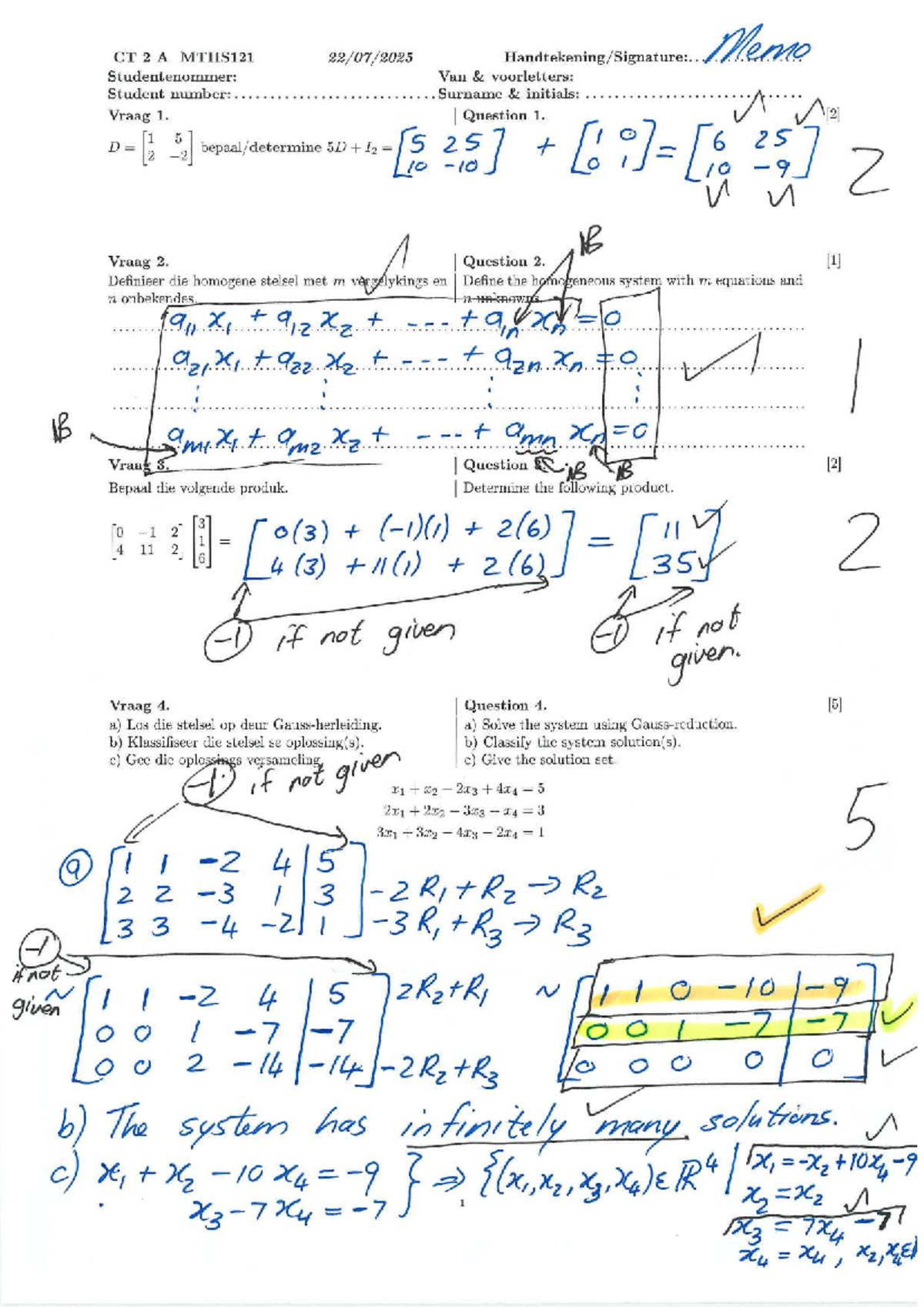 CT2 MTHS121 2025 Final Exam Memo Practice Materials - Studocu