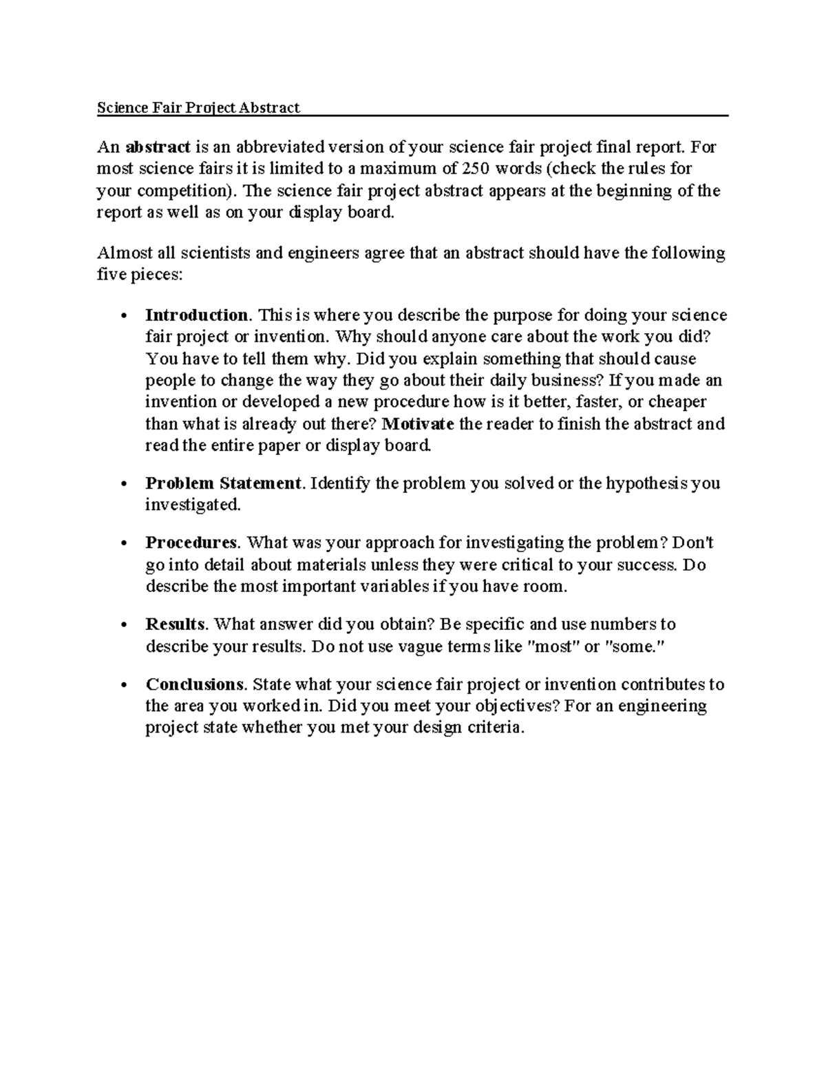 12029-KSEF Science Fair Project Abstract Guidelines and Tips - Studocu