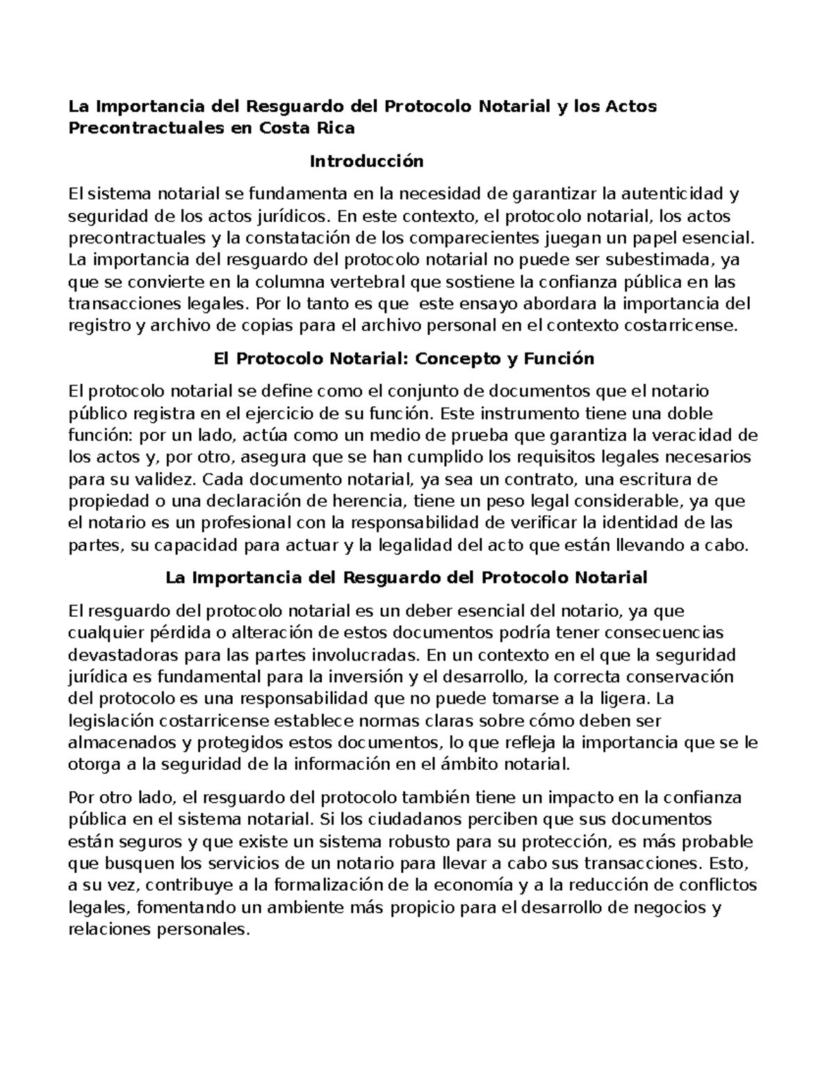 La Importancia del Protocolo Notarial y Actos Precontractuales en CR ...