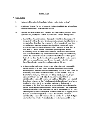 Ricky's Torts Outline - Torts Outline Duty Strict Liability Hammontree ...