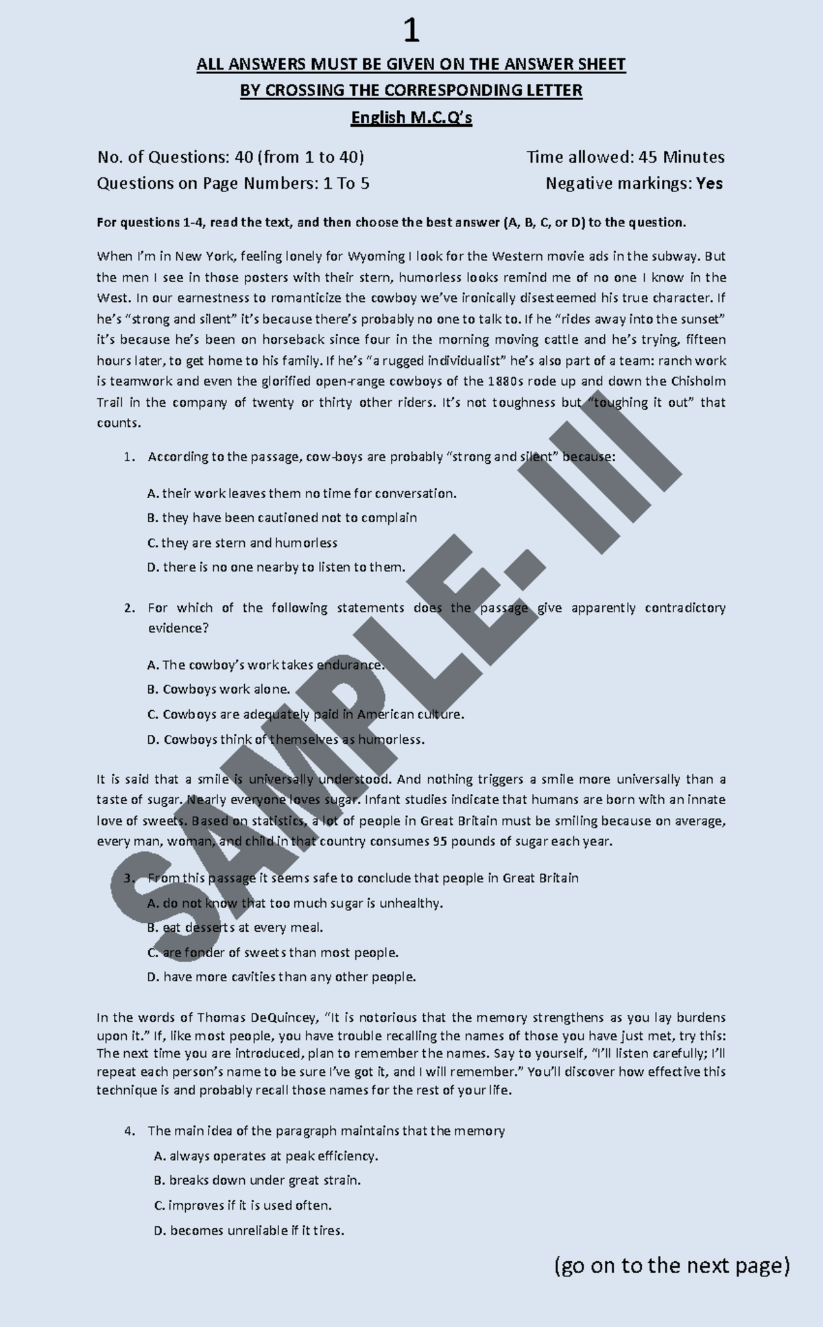 Sample Test III - English Exam Questions and Answers - Studocu