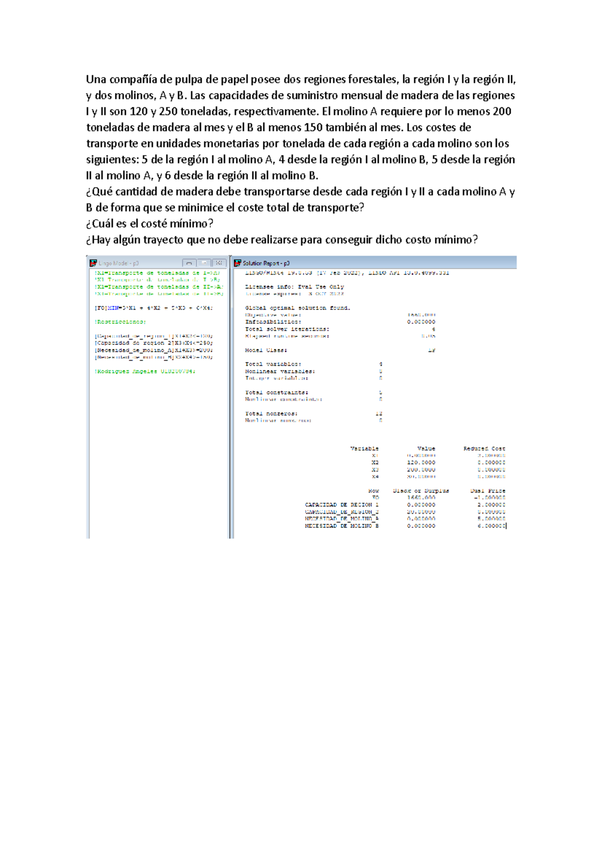 Problema 2 - Ejercicio de Investigación de Operaciones con Lingo - Studocu