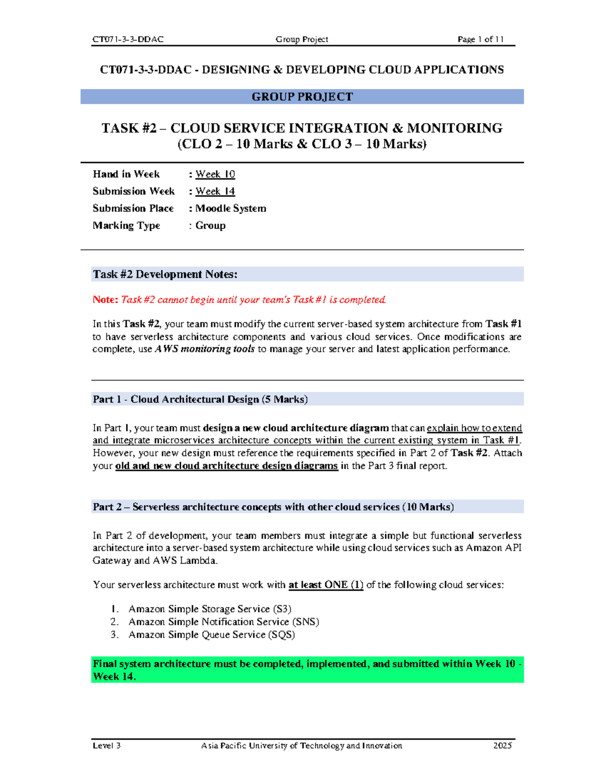 CLO 2 & 3 Group Project: Cloud Services Integration & Monitoring - Studocu