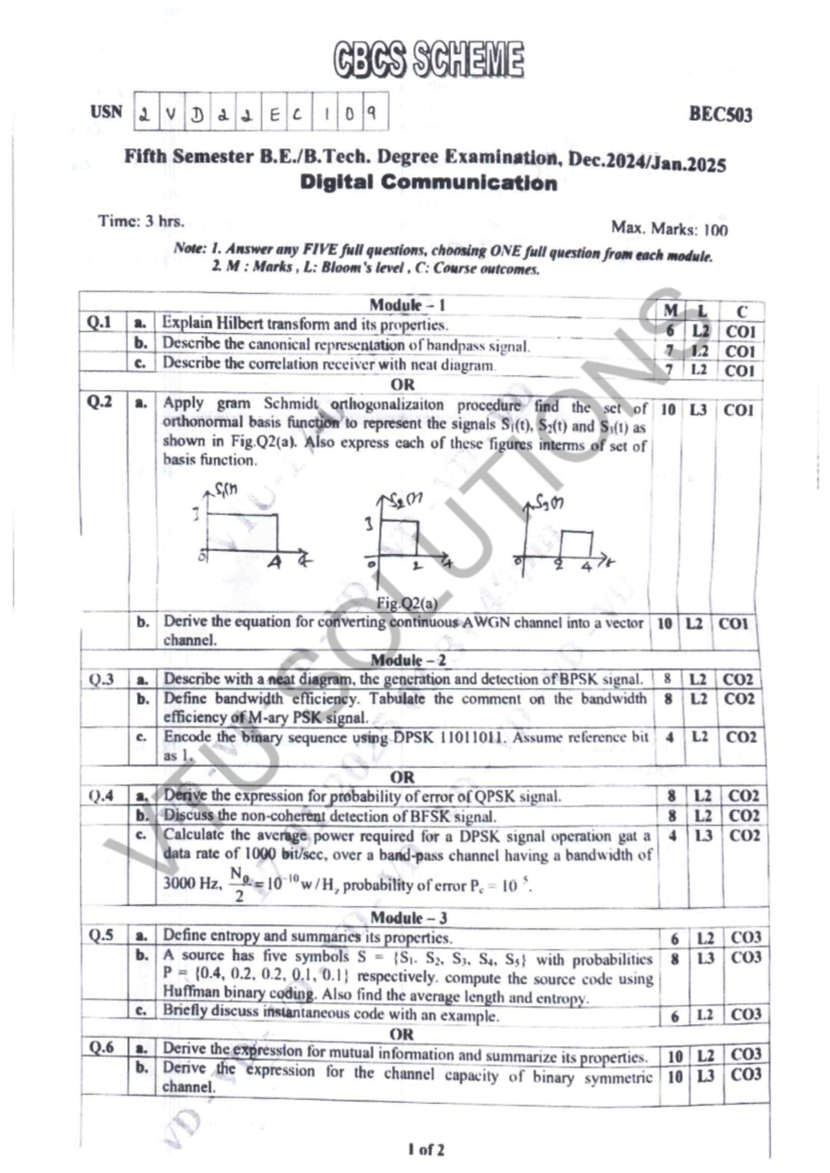 BEC503 Fifth Semester Digital Communication Exam Notes - Studocu
