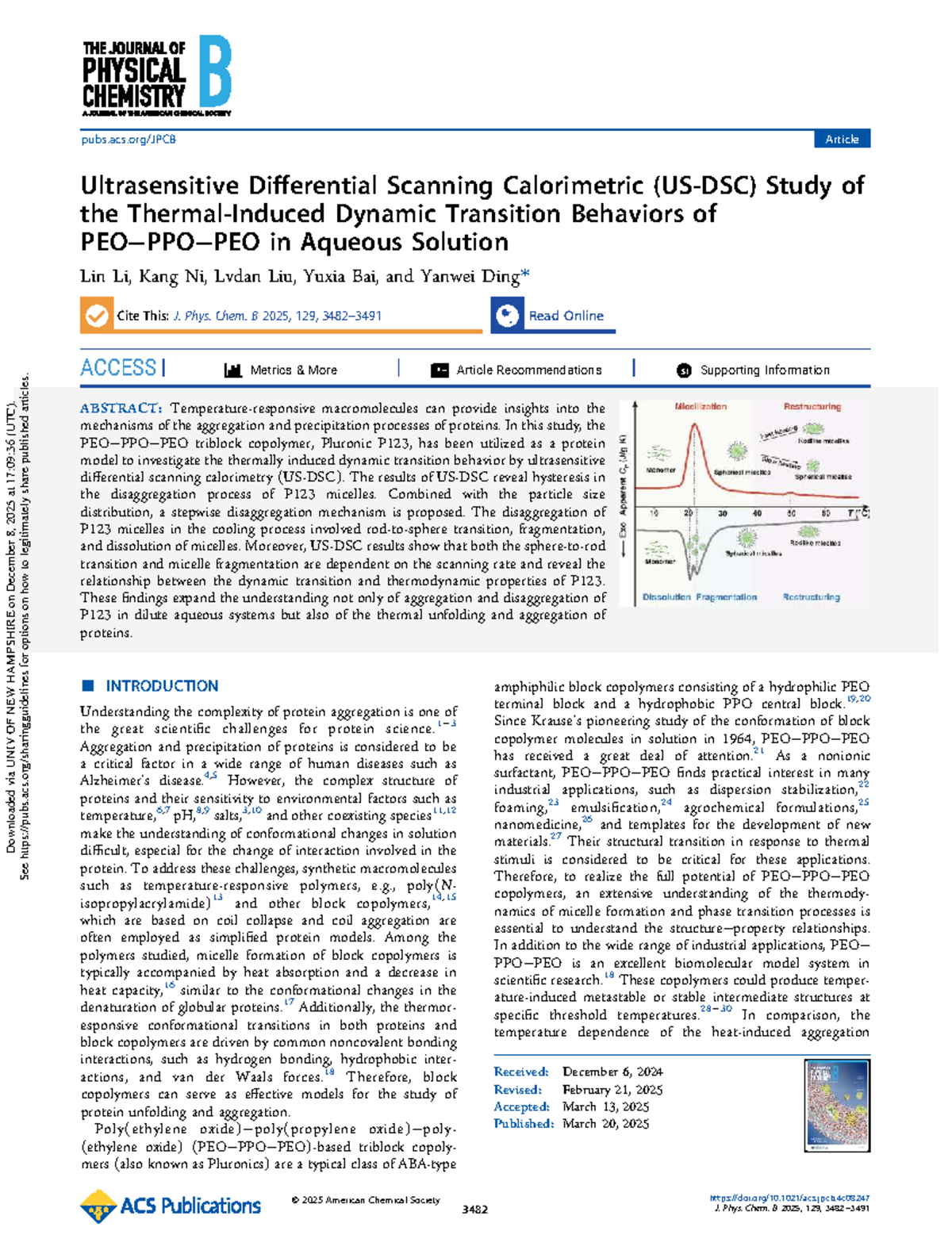 US-DSC Study of Thermal-Induced Dynamic Transitions in P123 Micelles ...
