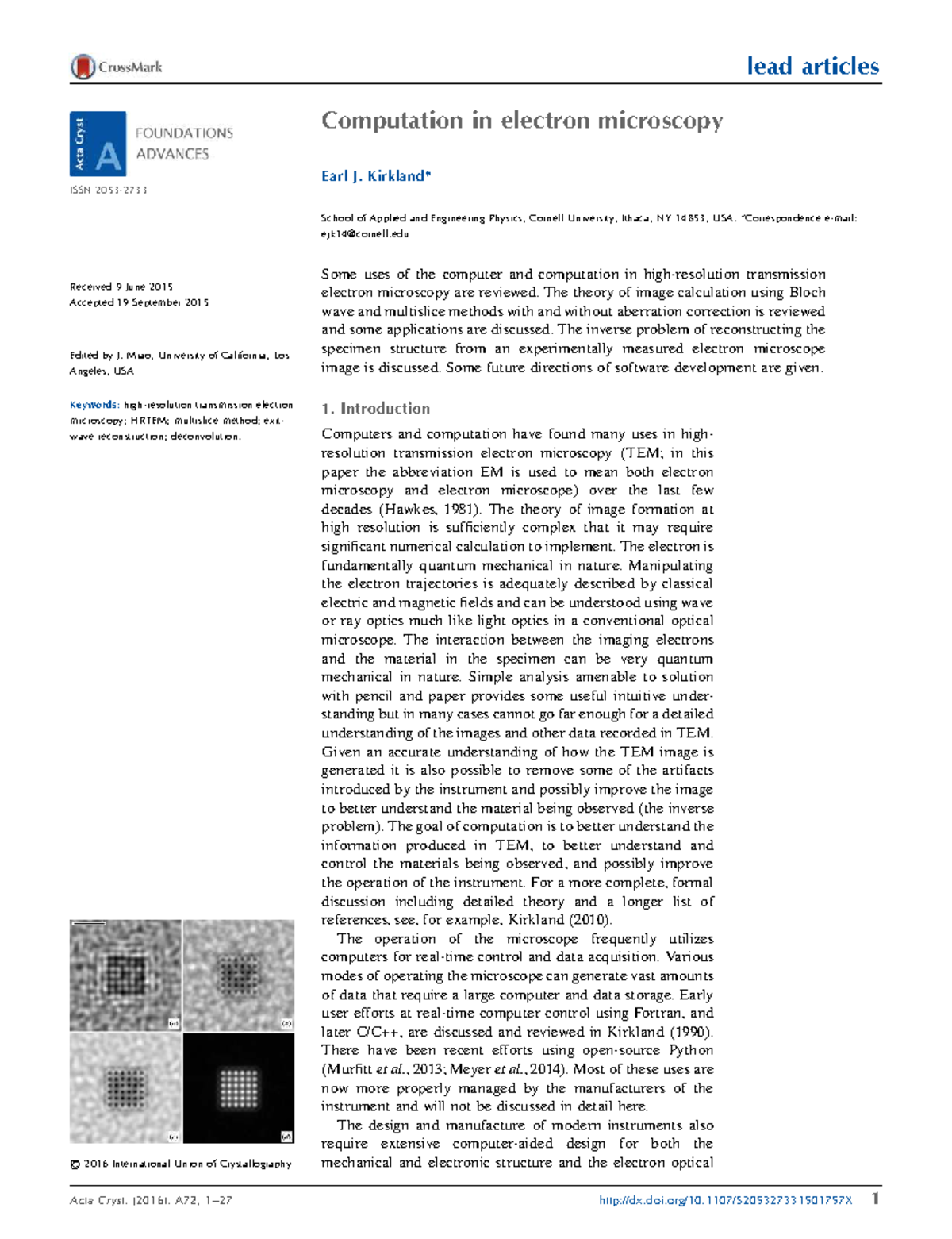 Computation in Electron Microscopy: A Review of Techniques and ...