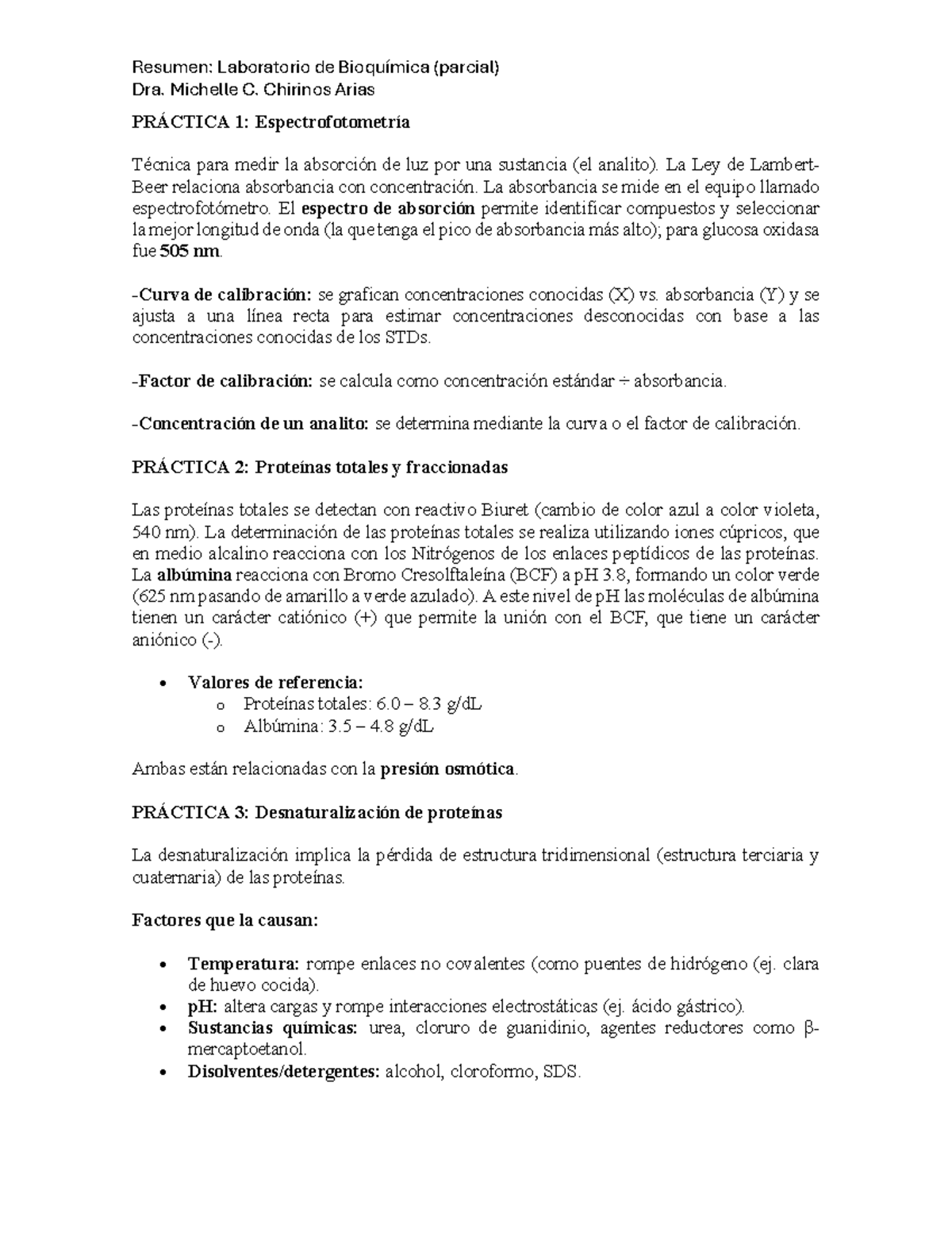 Resumen: Laboratorio de Bioquímica (Parcial) - Apuntes - Studocu