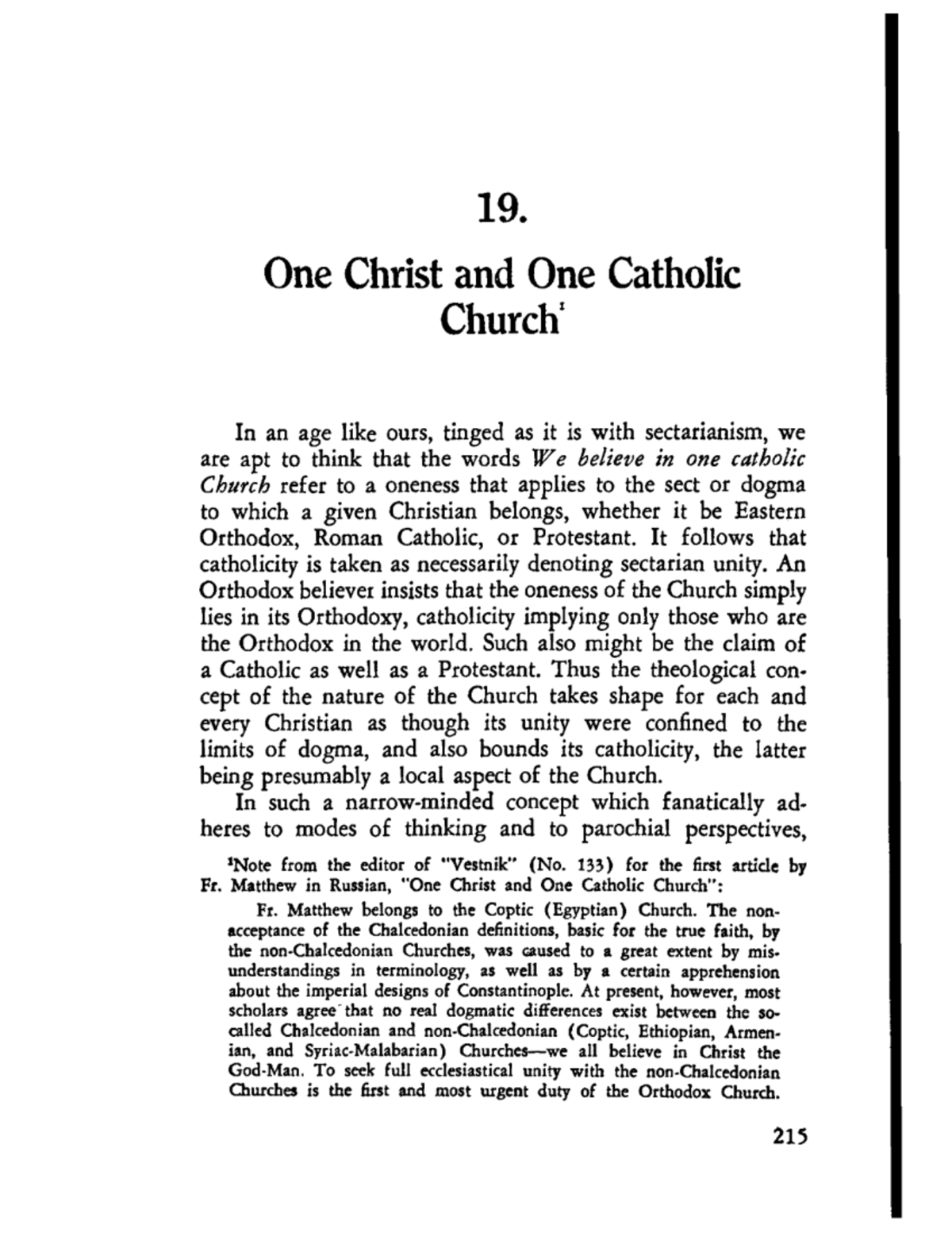 19. One Christ and One Catholic: Understanding Ecclesiastical Unity ...