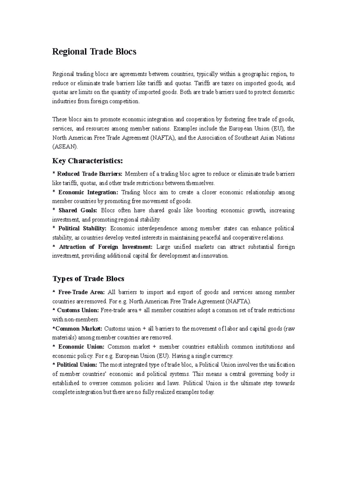 International Trade Lec 4: Understanding Regional Trade Blocs - Studocu