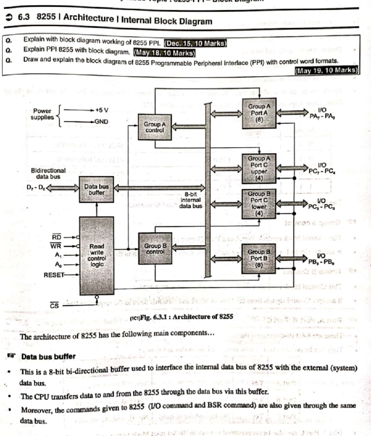 8255 - Microprocessor Architecture and Block Diagram Explanation - Studocu