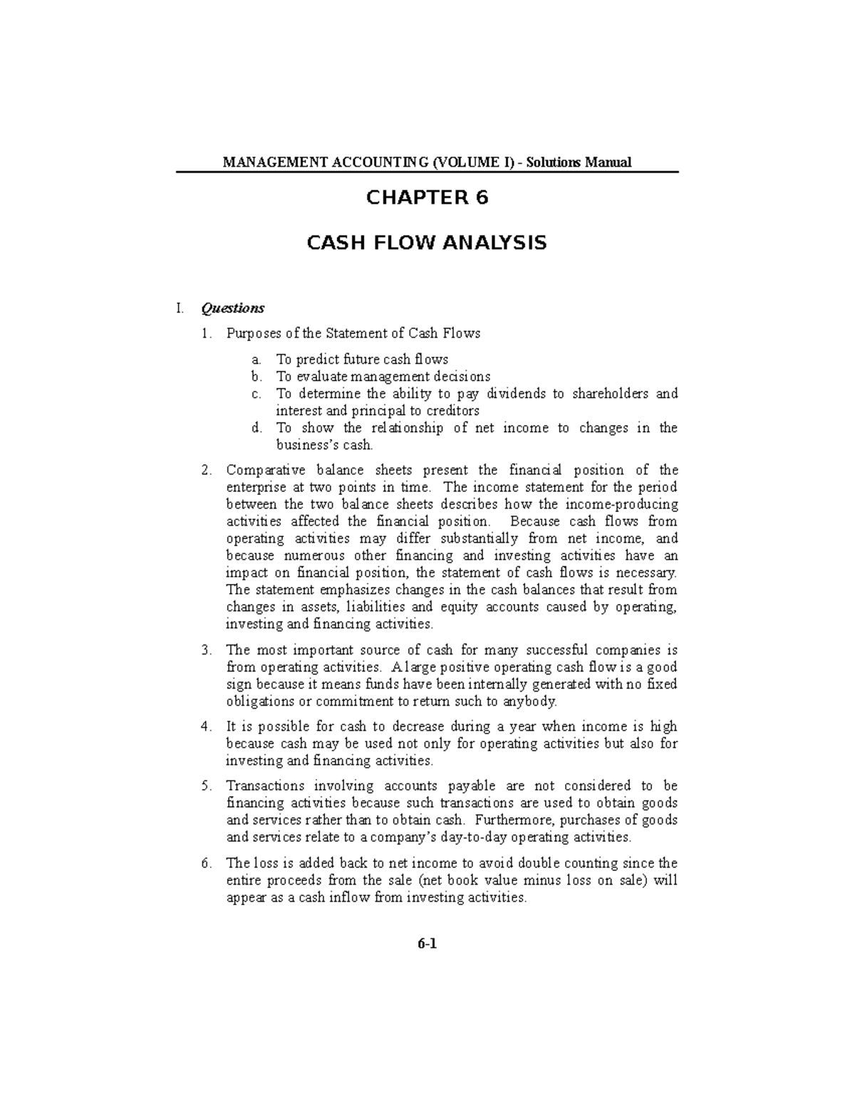 Chapter 06 - Cash Flow Analysis (Management Accounting Volume I) - Studocu