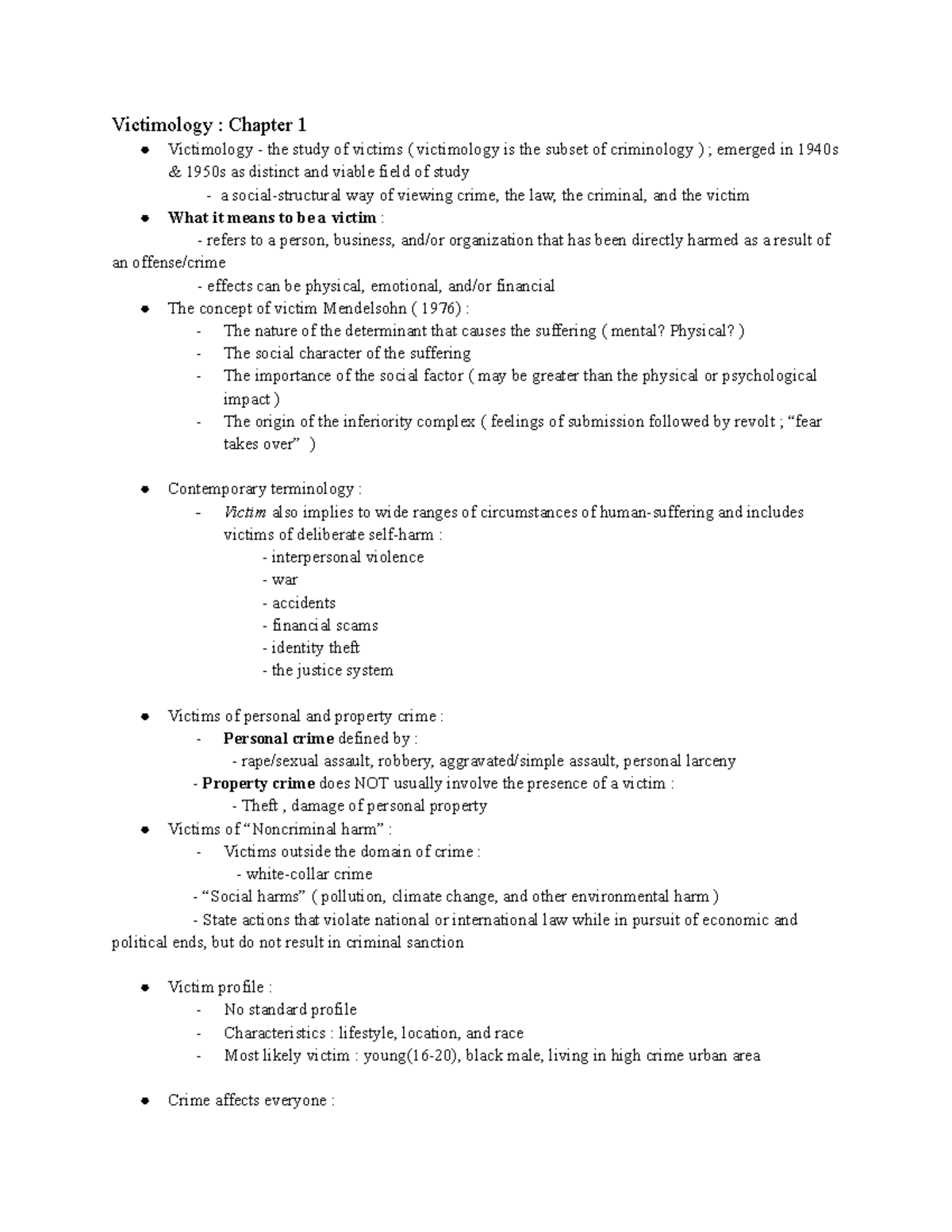 Victimology: Chapter 1 - Understanding Victims and Crime Impact - Studocu