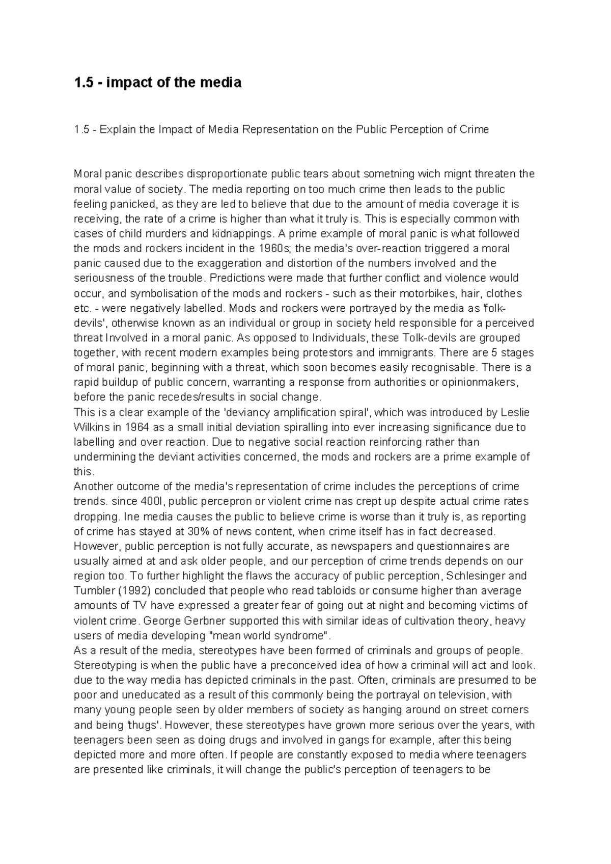 Criminology 1: The Media's Impact on Public Perception of Crime - Studocu