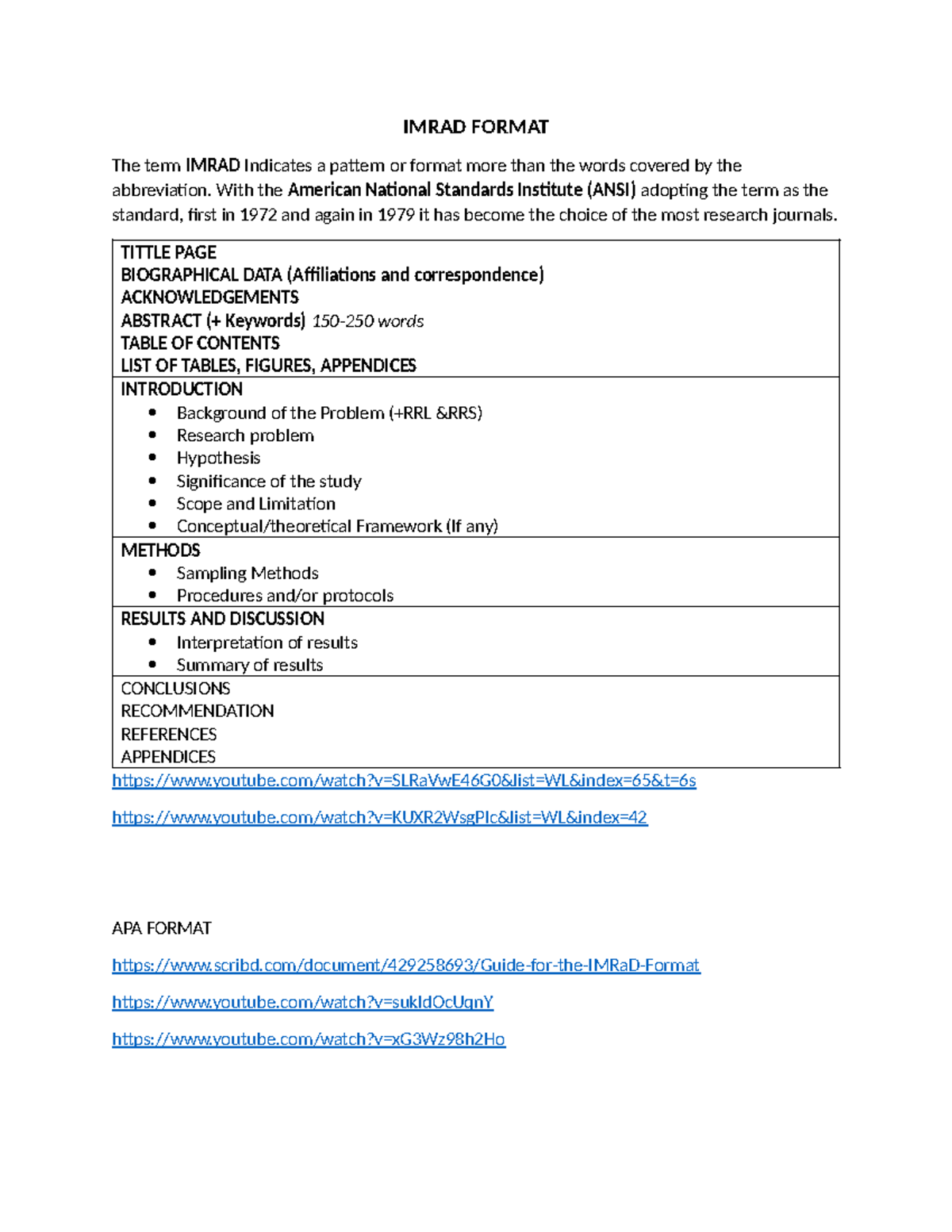 IMRAD Format Guide for Practical Research I (PR101) - Studocu