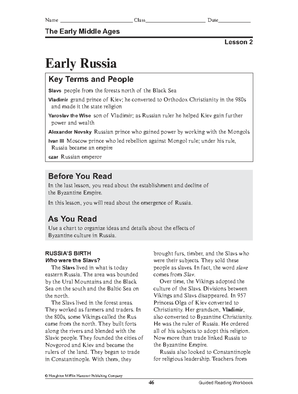 Early Russia: Key Terms & People in Lesson 2 (HIST 101) - Studocu