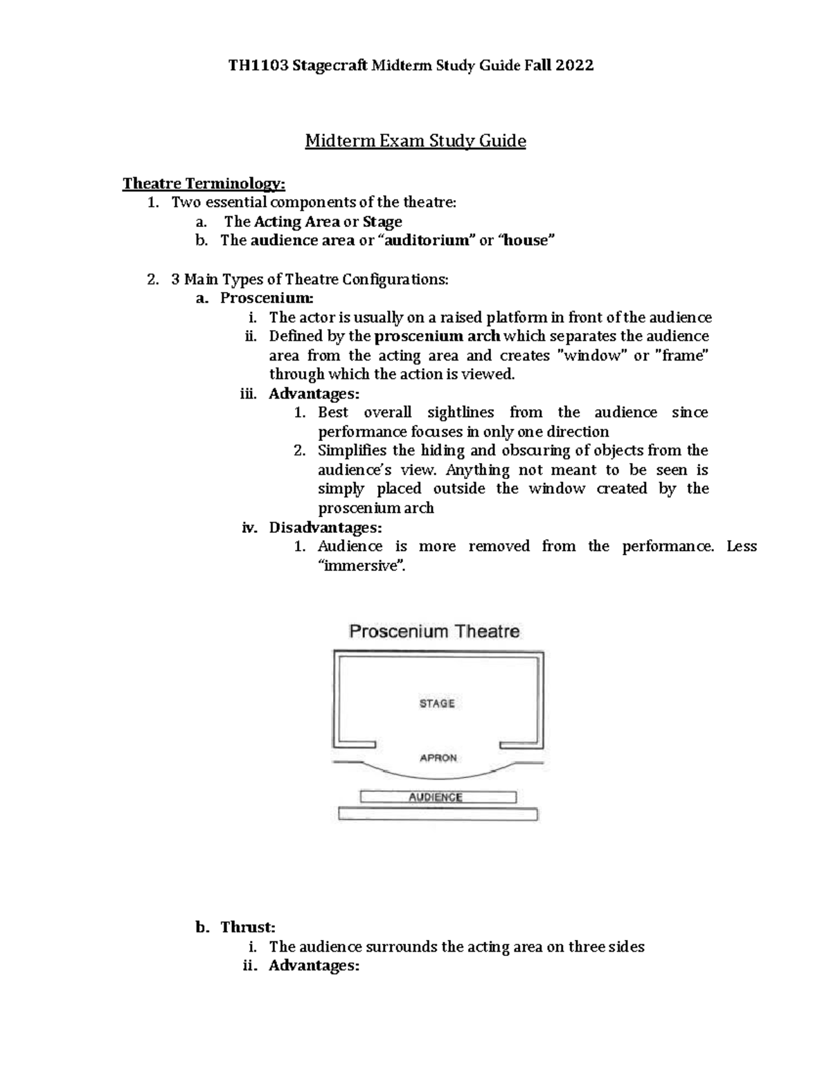 TH1103 Midterm Exam Study Guide: Stagecraft Essentials and Techniques ...