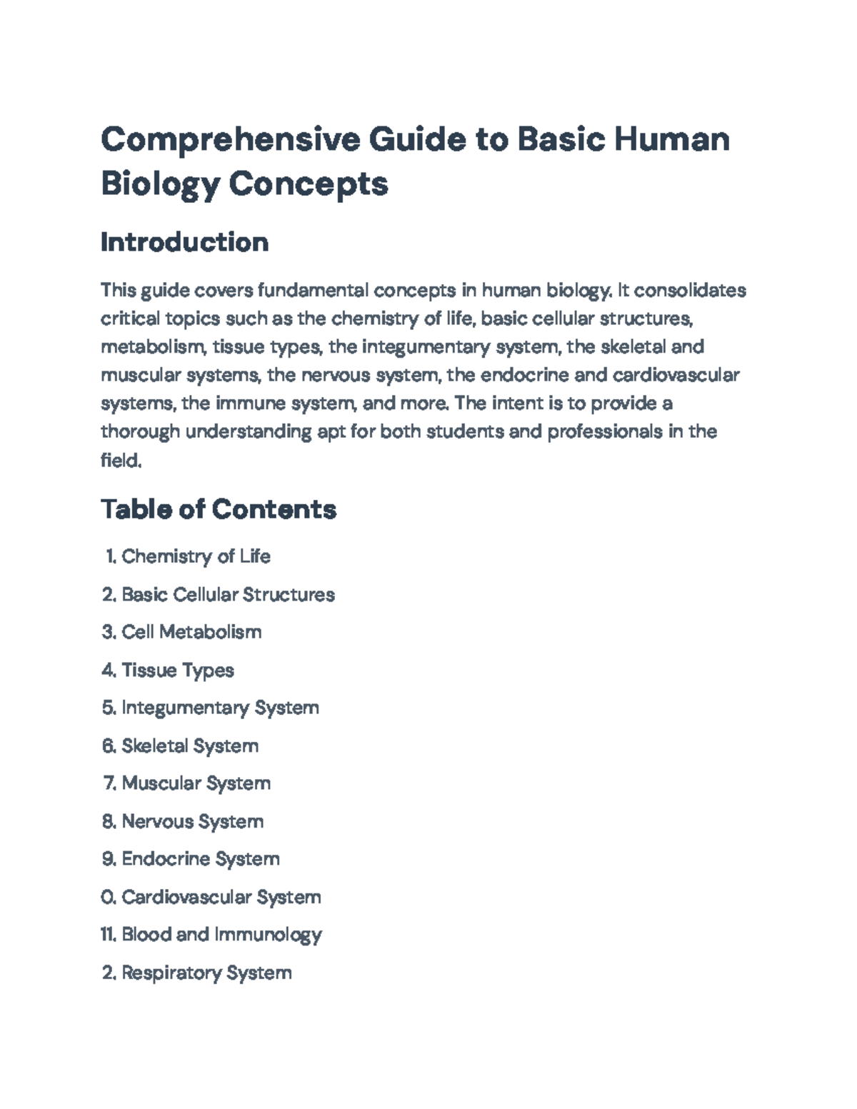 Comprehensive Guide to Basic Human Biology Concepts (BIO101) - Comprehensive Guide to Basic ...