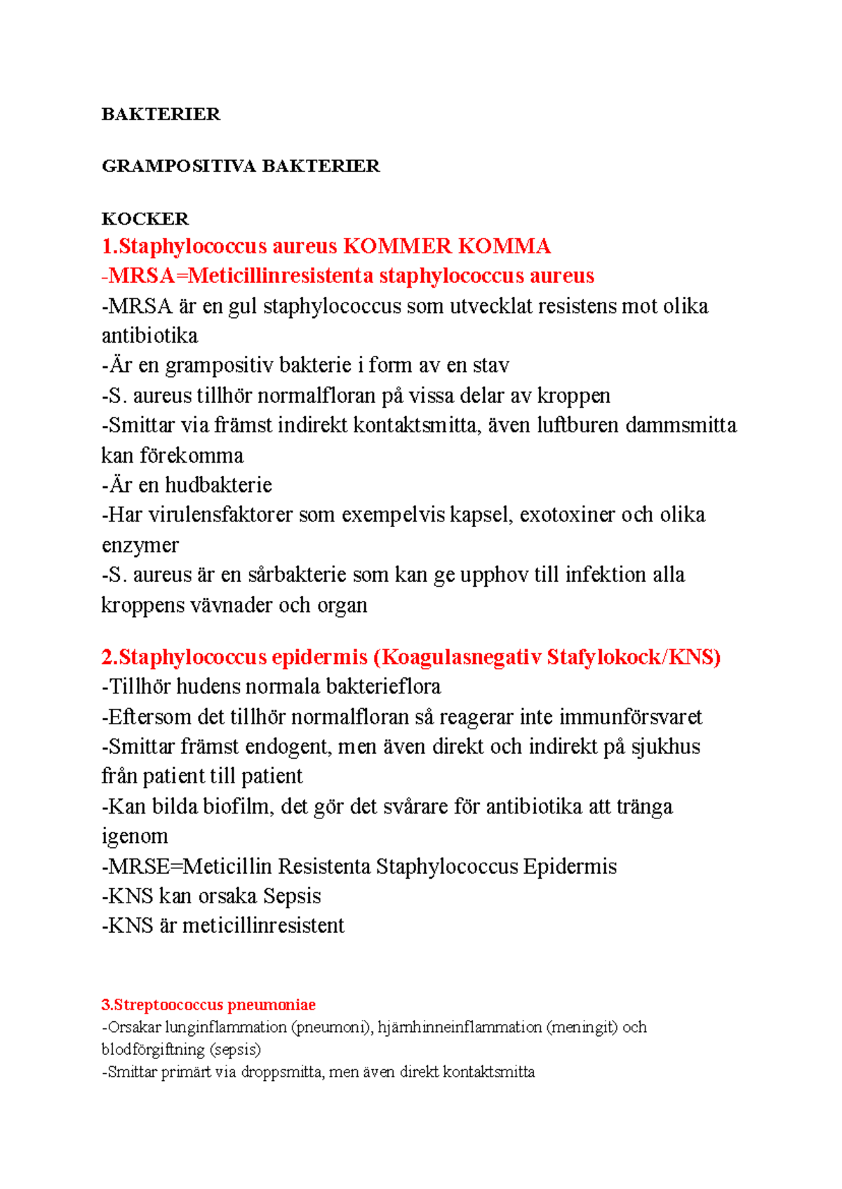 Bakterier Sammanfattning - BAKTERIER GRAMPOSITIVA BAKTERIER KOCKER 1 ...