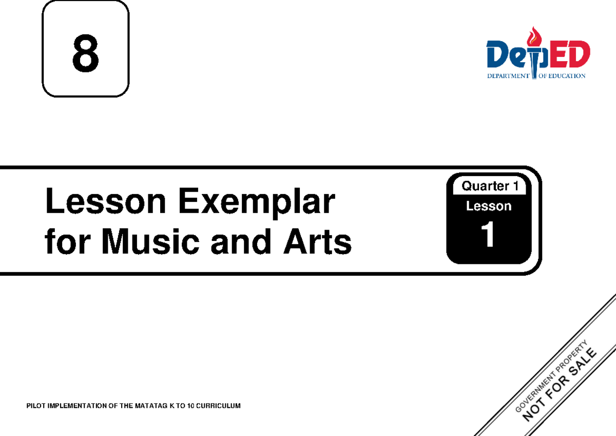 Q1 LE Music and Arts 8 Lesson Exemplar: Pilot Implementation Guide ...
