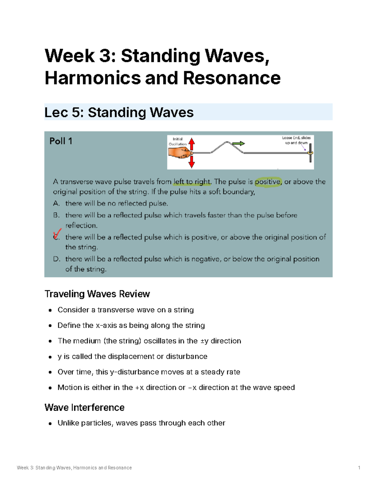 Week 3: Standing Waves, Harmonics & Resonance - Lec 5 Review - Studocu