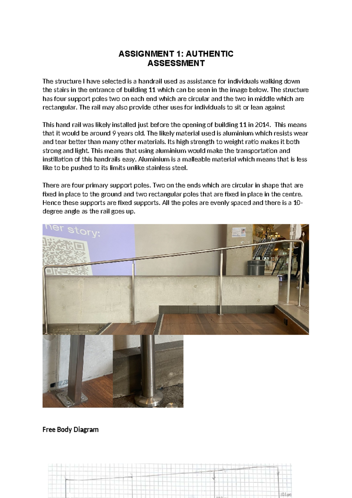 AT1: Assignment 1 - Analysis of Handrail Structure and Forces - Studocu