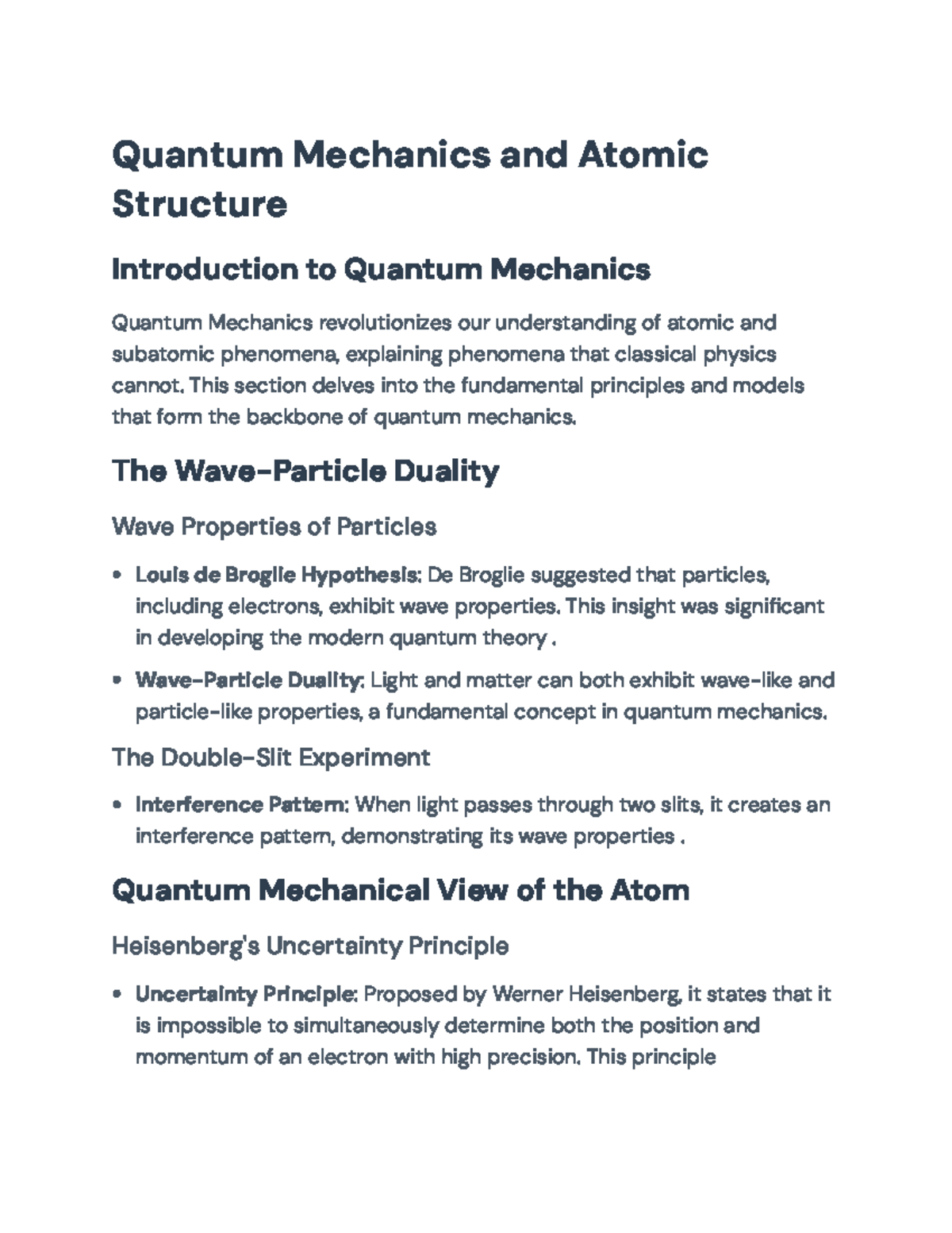 Quantum Mechanics 101: Principles and Atomic Structure Explained - Studocu
