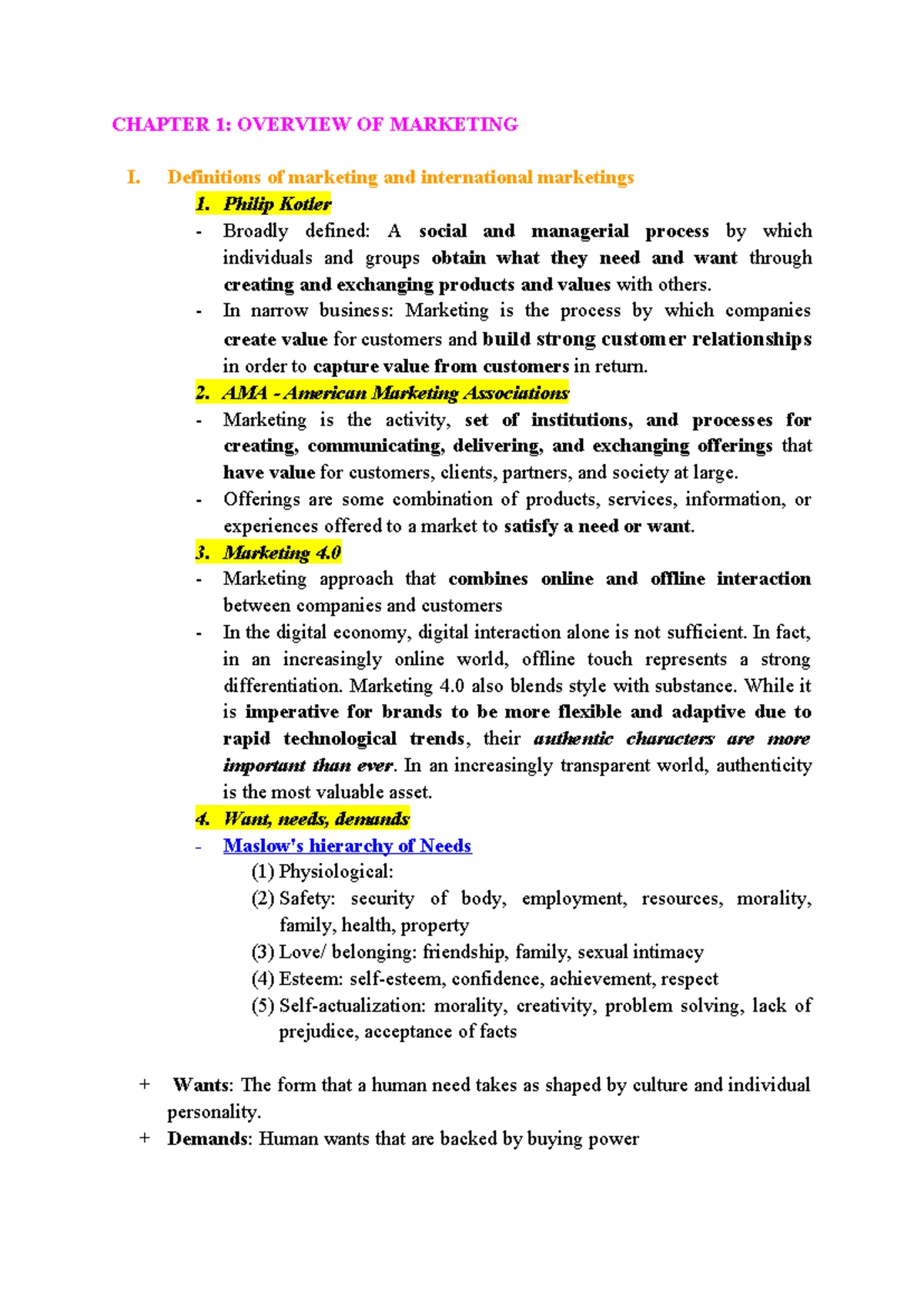 NOTE- Final Exam: Marketing Concepts and Strategies Overview - Studocu