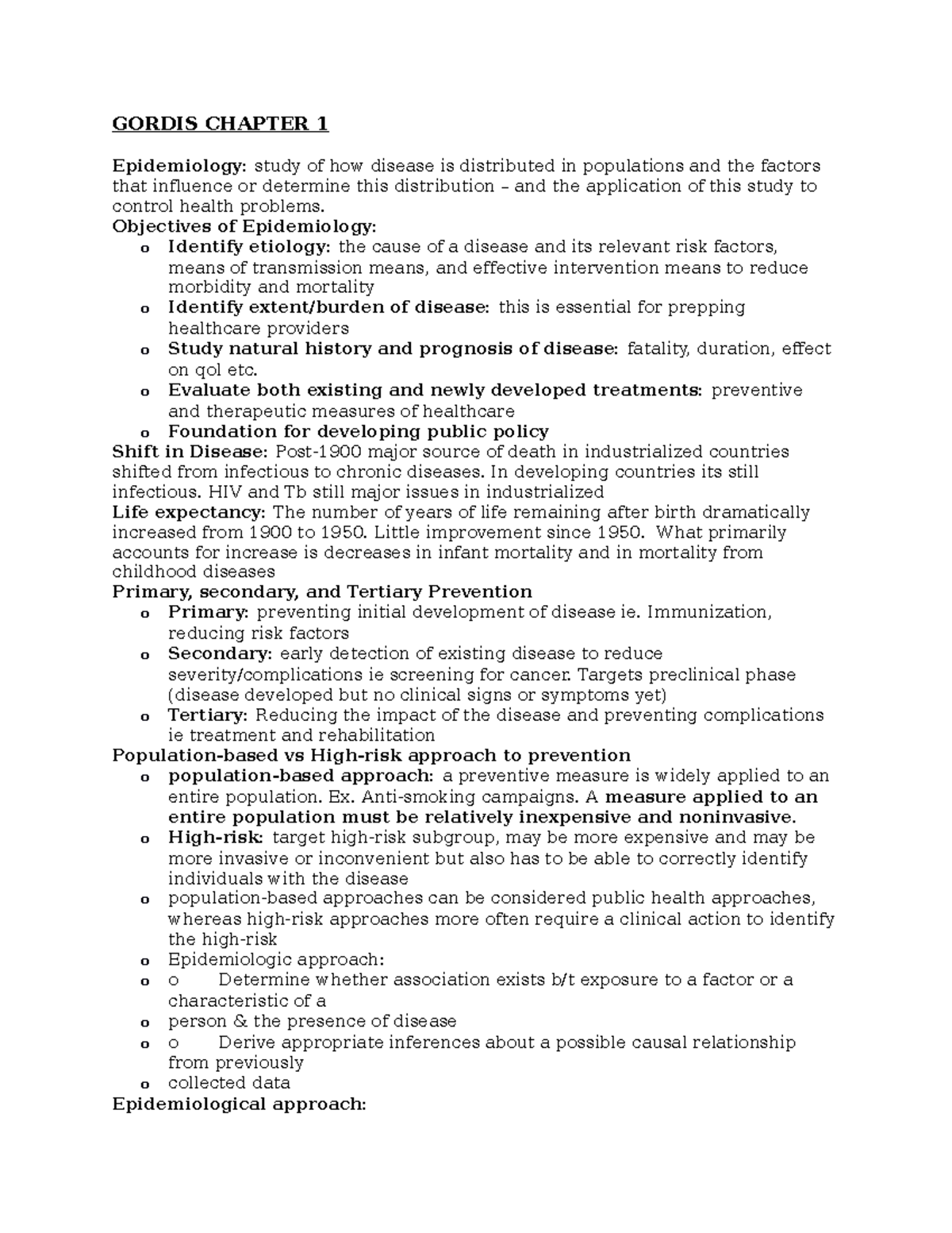 Gordis Epidemiology Chapter 1 Overview and Key Concepts - Studocu