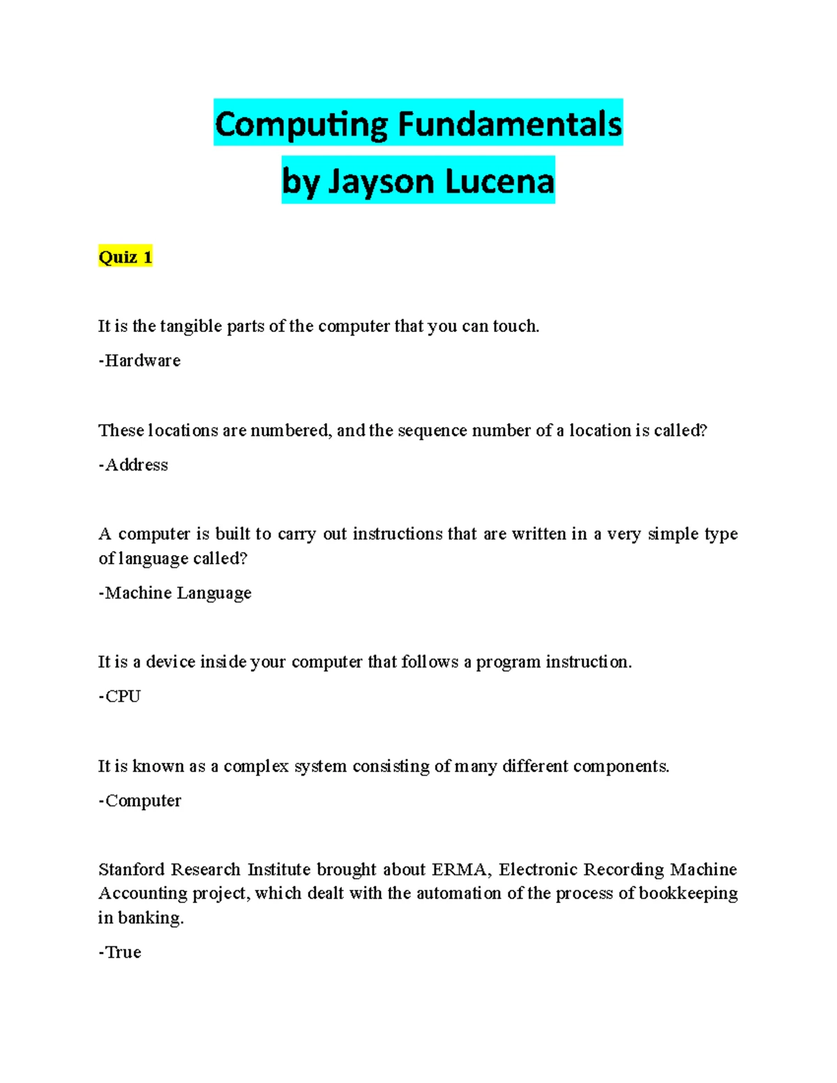 UGRD-ITE6101-2212S. Prelim QUIZ 1 - UGRD-ITE6101-2212S / PRELIM QUIZ 1 It is the year when Z3 of ...