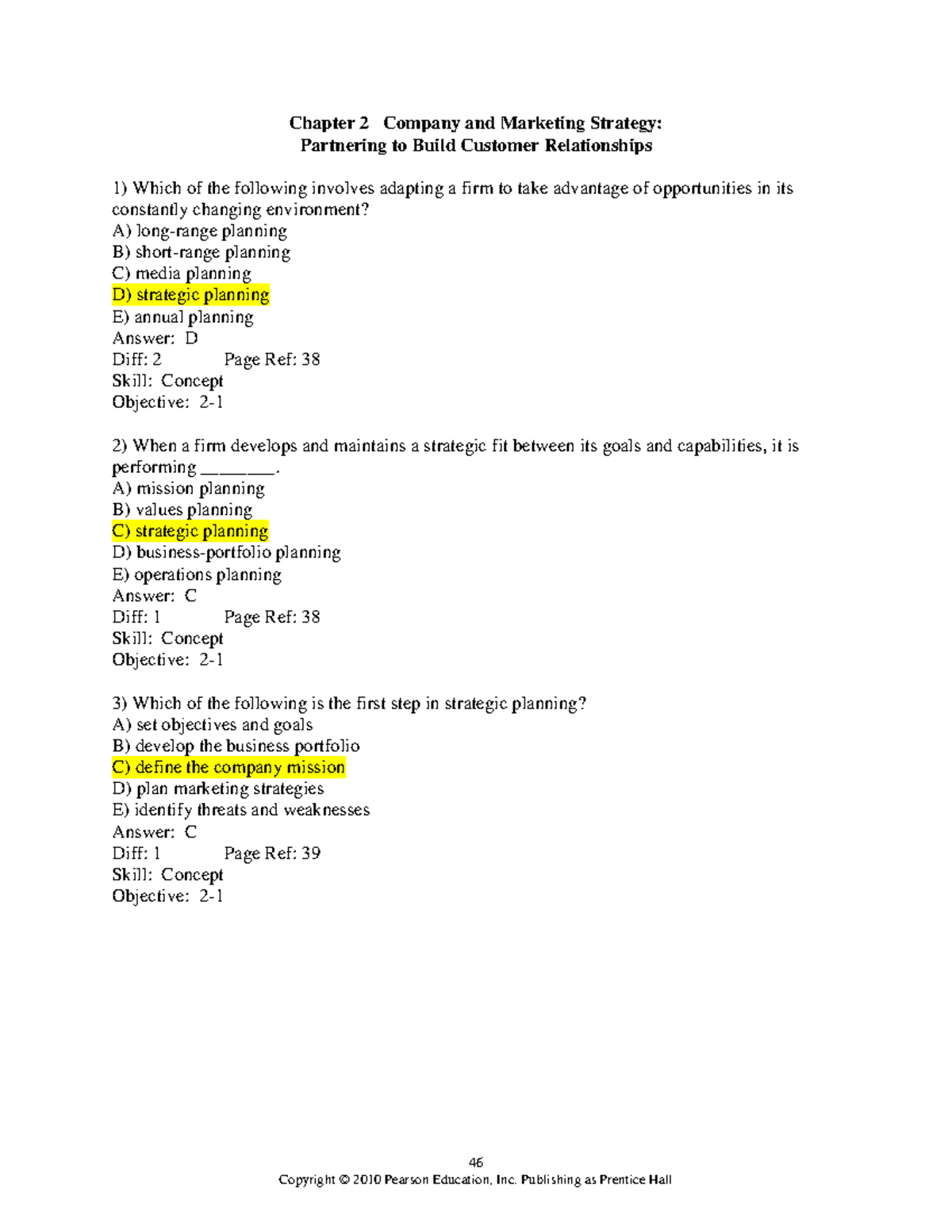Chapter 2 MCQs: Company & Marketing Strategy for Building Relationships ...