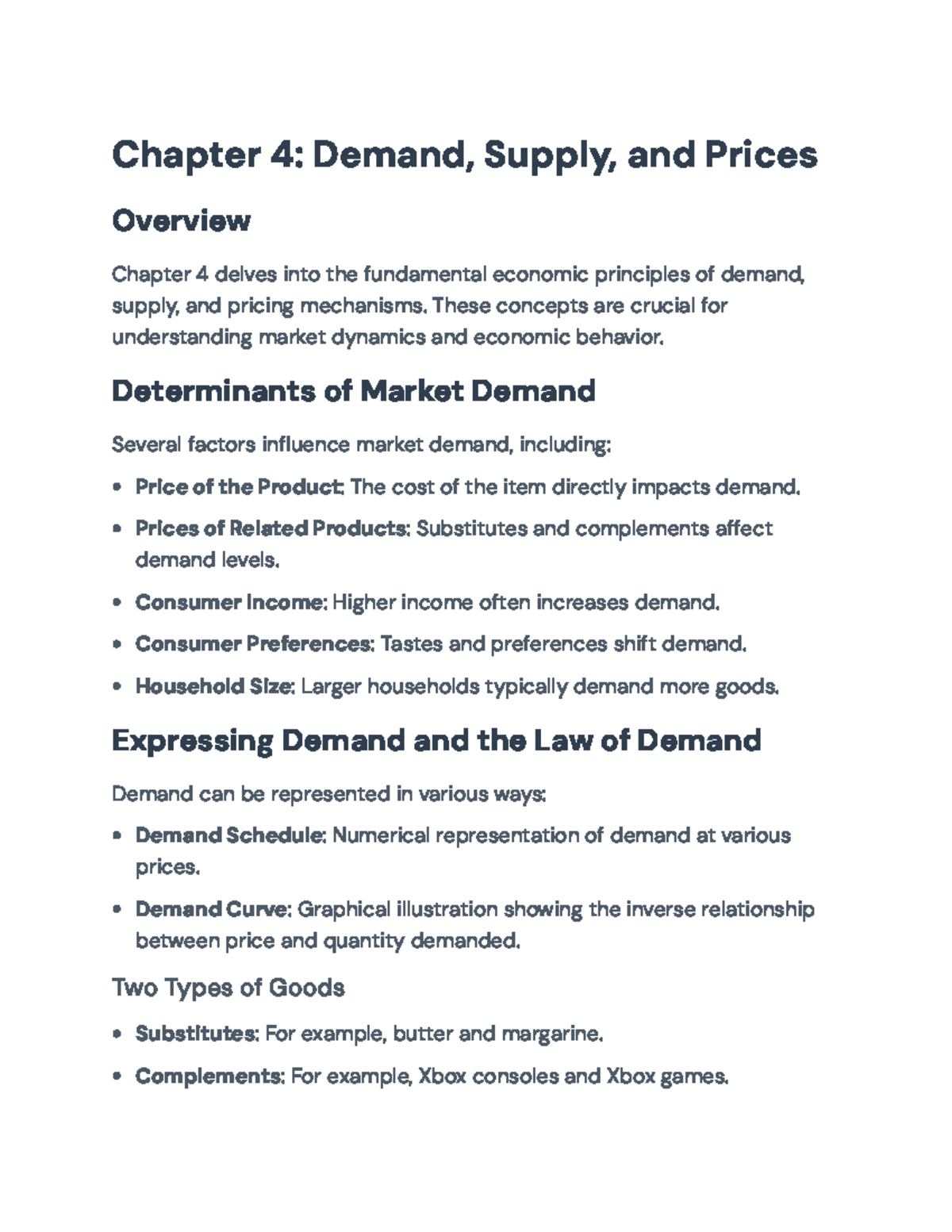 Chapter 4: Demand, Supply, Prices - Key Economic Principles Explained - Studocu